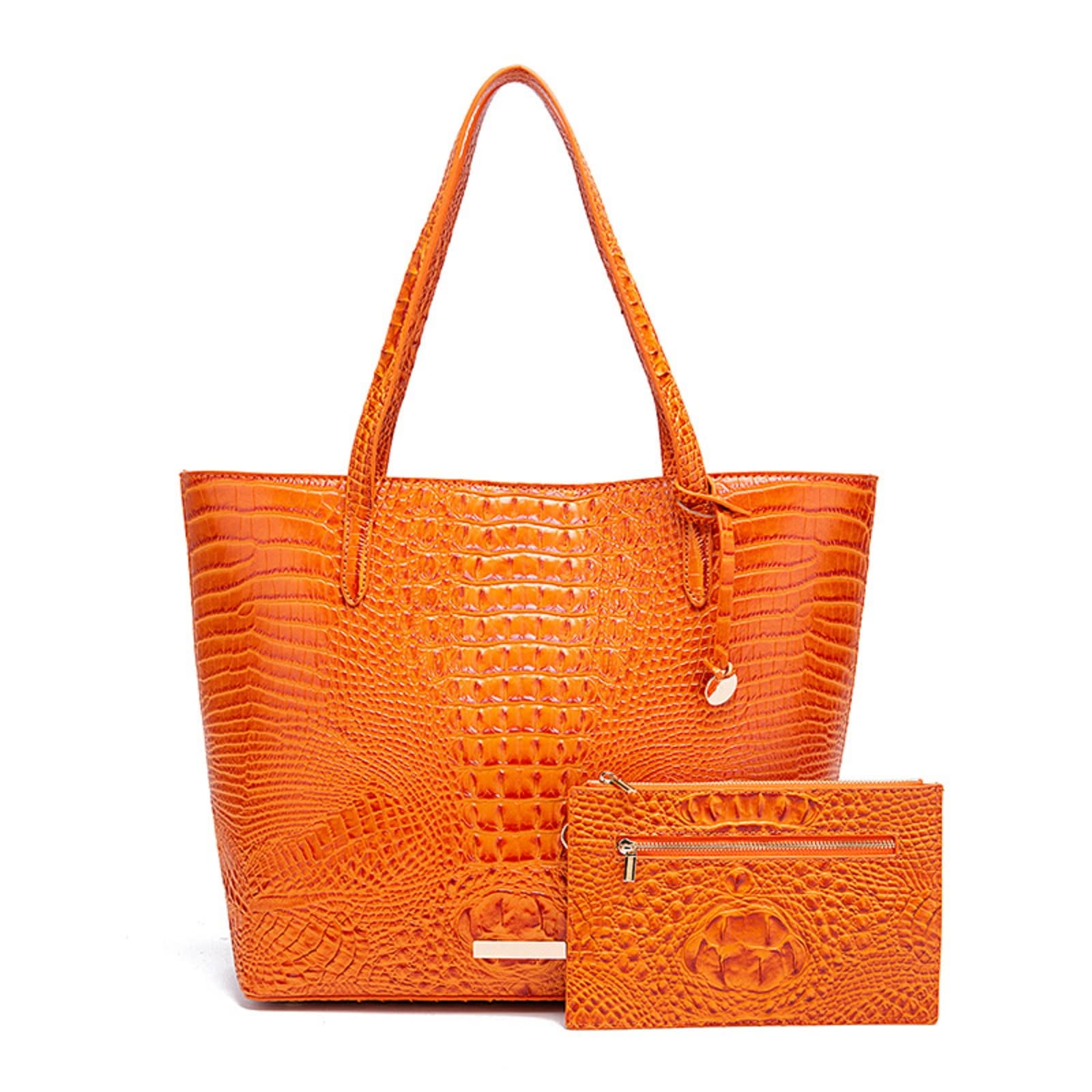 WLQ Leather Crocodile-Embossed Pattern With Women Handbags Large Tote ...