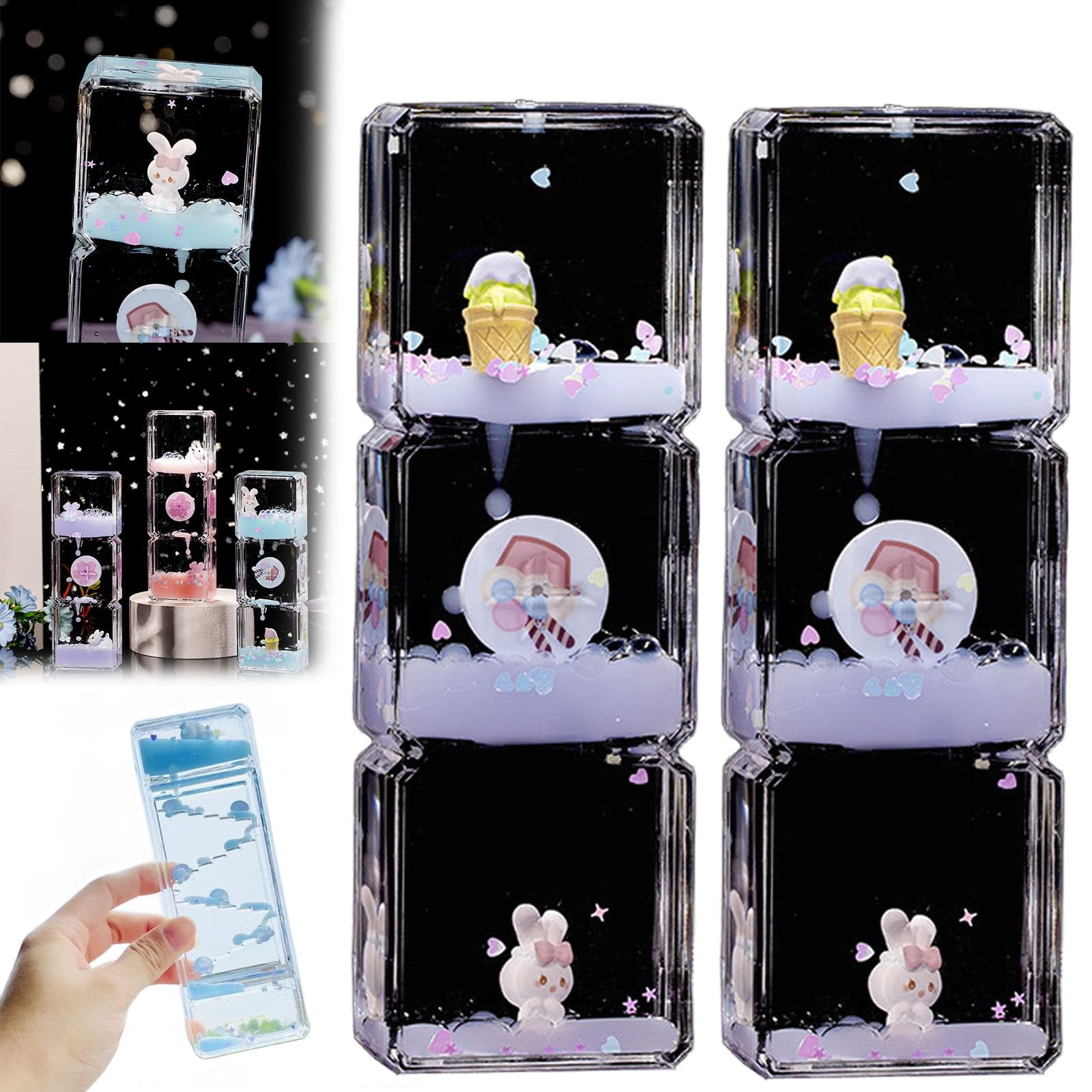 WLQ Mini Cartoons Creative Liquid Hourglass, 2024 New Liquid Hourglass ...