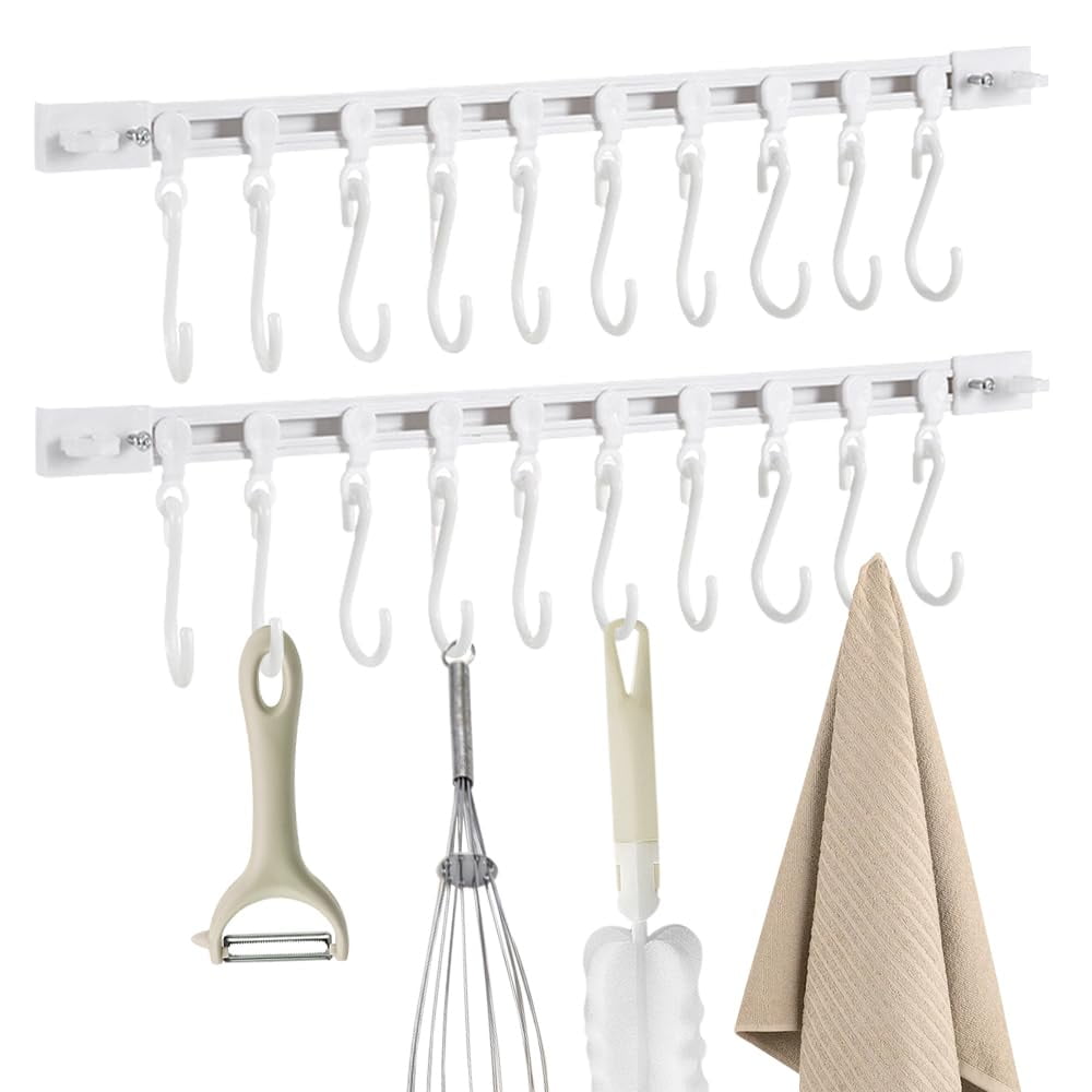 WLQ Multifunctional Slide Rail Hook,Kitchen Utensil Hanging Rack Wall ...