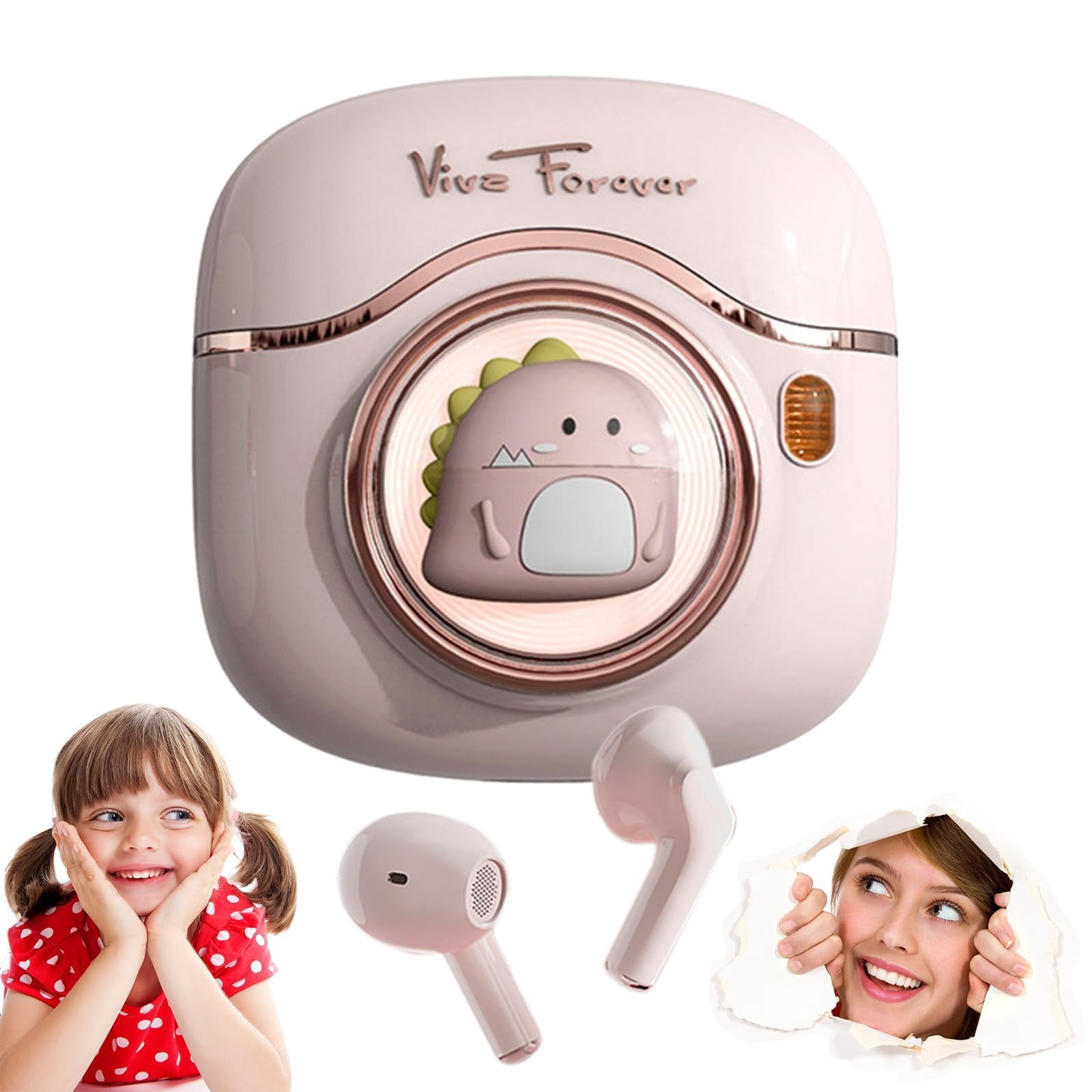 WLQ Pink Earbuds for Kids Women Workout Headphones Cute Earbuds Kawaii ...