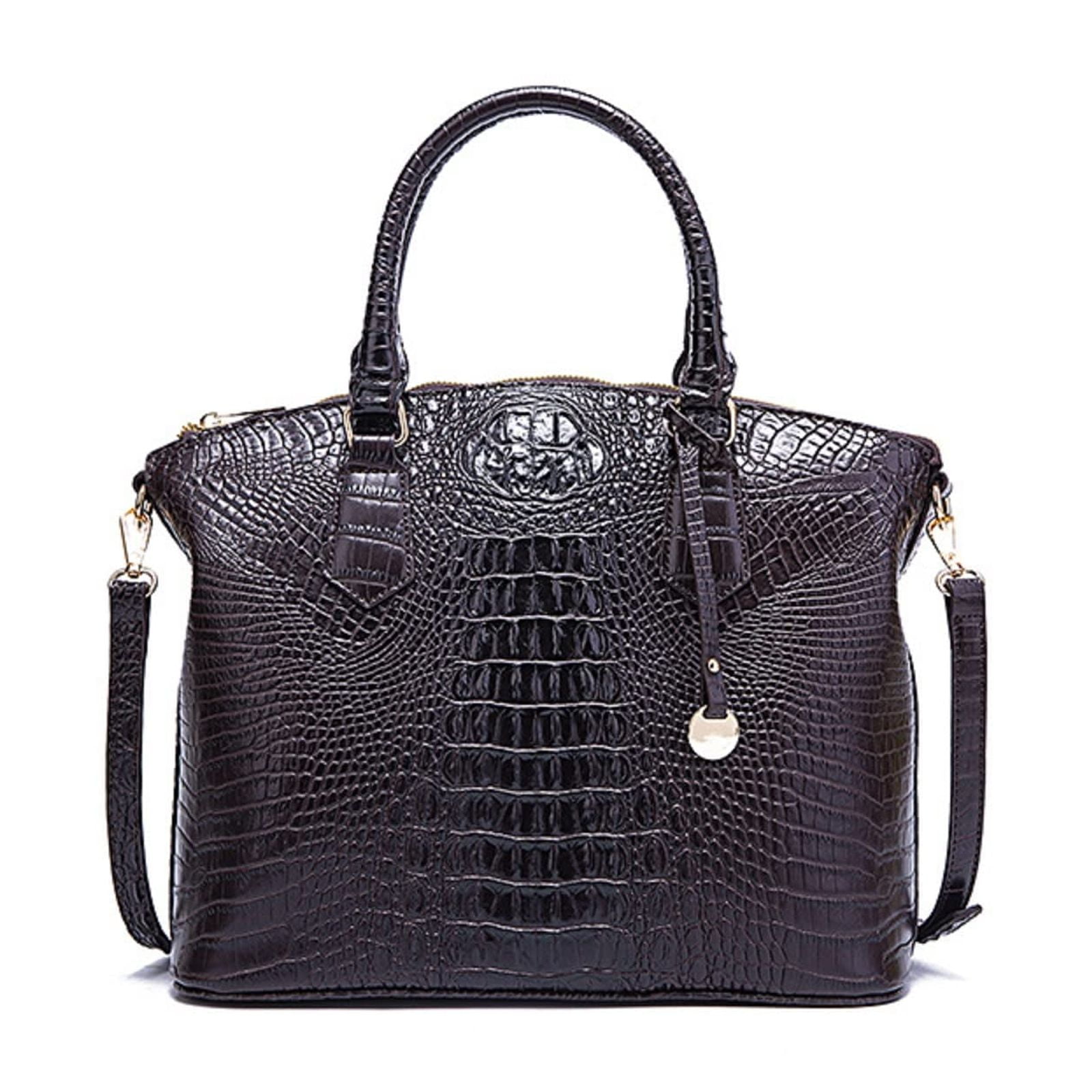 WLQ Satchel Bag Women's Vegan Leather Crocodile-Embossed Pattern With ...