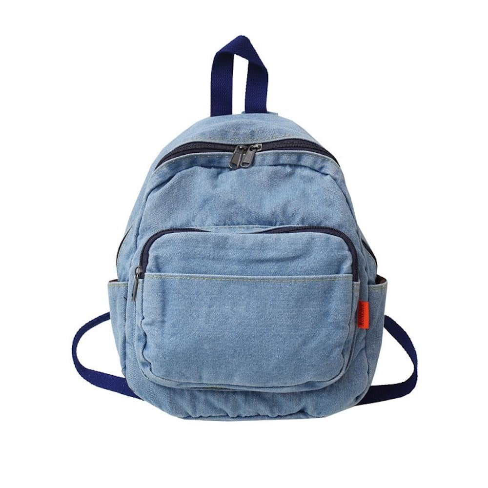 WLQ Small Denim Backpack for Women Vintage Aesthetic Backpack Mini ...