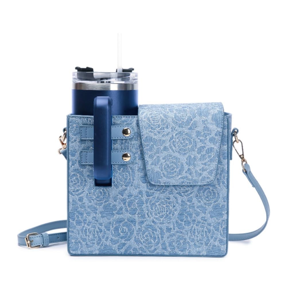 WLQ Water Cup Holder Bag Crossbody Water Bottle Bags for Women Leather ...