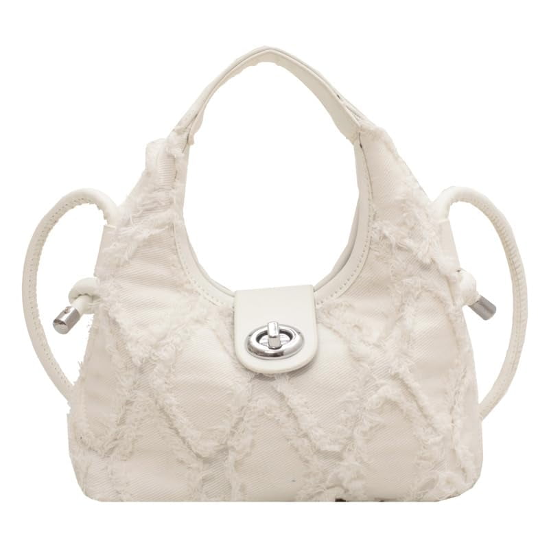 WLQ Women Soft Vegan Leather Barrel Bags Large Denim Fringe Hobo Top ...