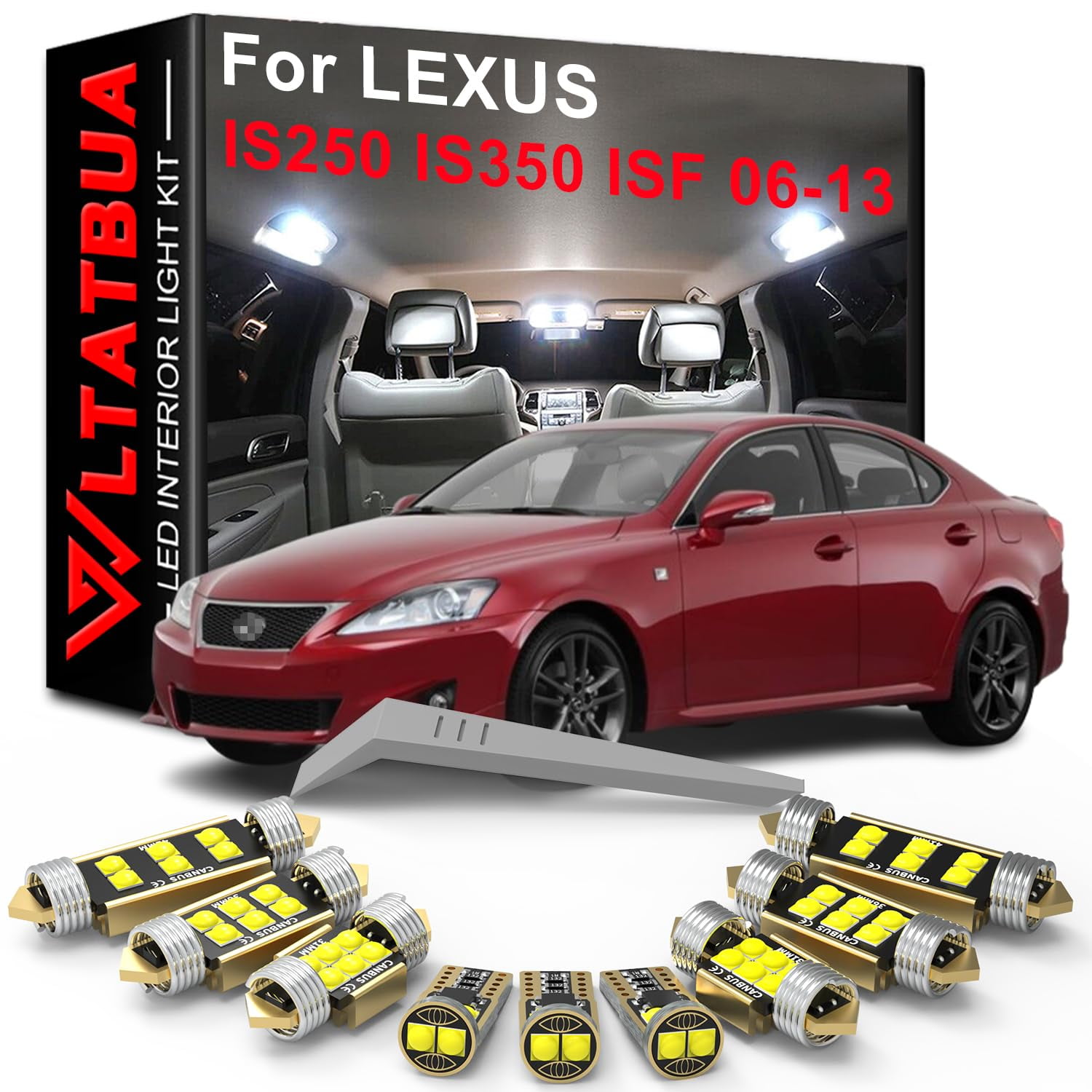 WLTATBUA LED Bulbs + Install Tool C51 Interior Light Kit Package Replacement for LEXUS IS250 ...