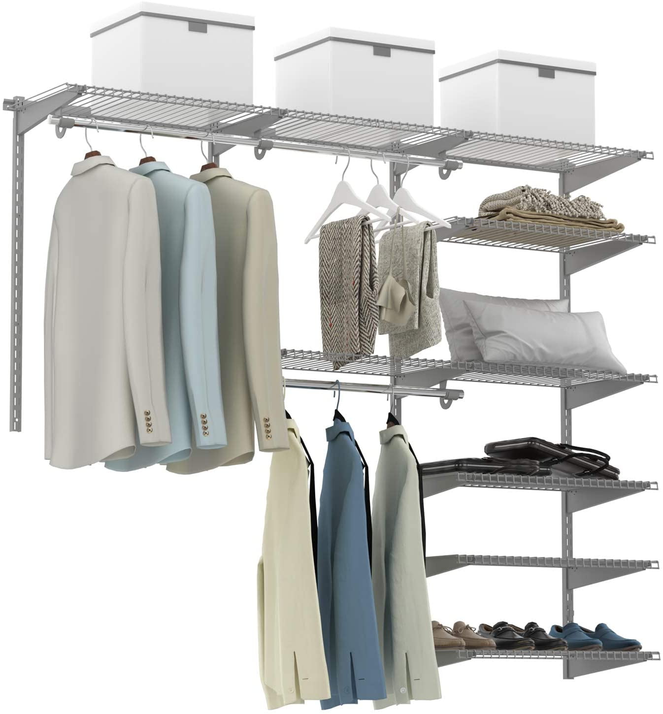 WLTER 4 to 6 FT Custom Closet Organizer System Kit, Wall-Mounted ...