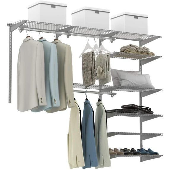 WLTER 4 to 6 FT Custom Closet Organizer System Kit, Wall-Mounted ...