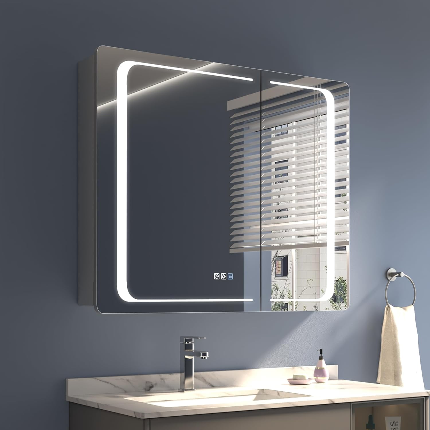 "36"" x 30"" LED Medicine Cabinet Mirror, Wall Mount, Illuminated, Anti ...
