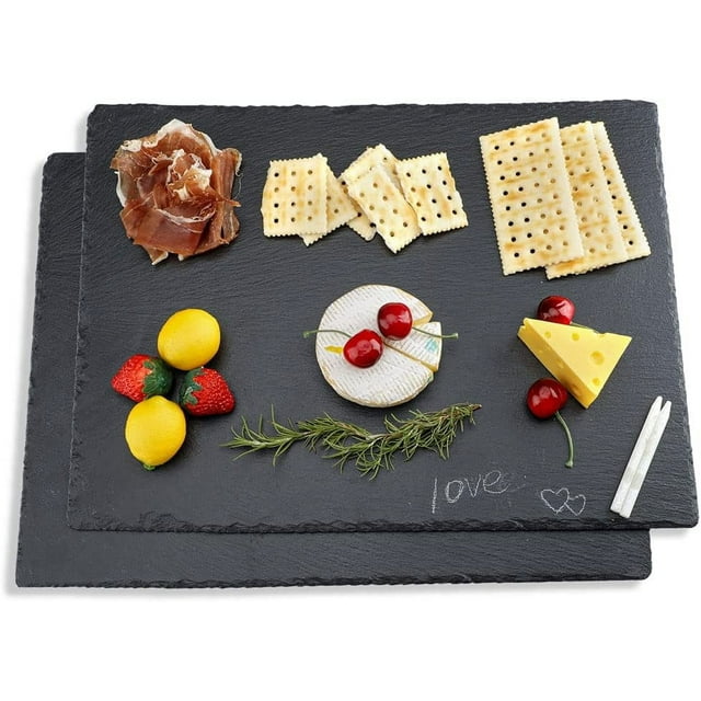 WLWNWFT 2 Pcs 16x12in Large Slate Cheese Boards Slate Board for Meat ...
