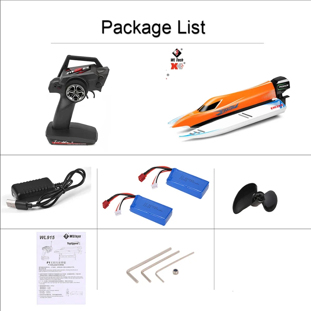 WLtoys WL916 RC Boat 2.4Ghz 55KM/H Brushless High Speed Racing Boat Model Remote Control ...