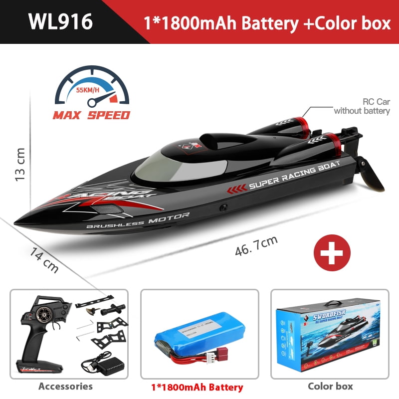 WLtoys WL916 RC Boat 55KM/H Brushless 2.4G Radio Electric High Speed ...