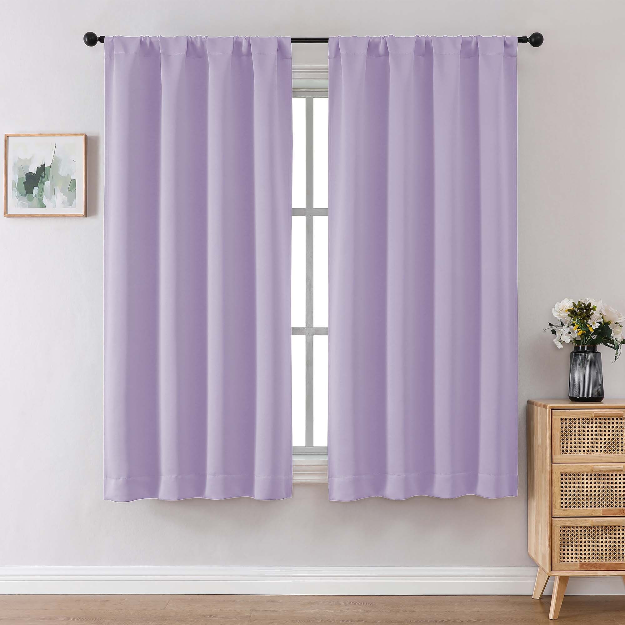 OVZME Lavender Blackout Curtains for Bedroom 63 Inch Long 2 Panels ...