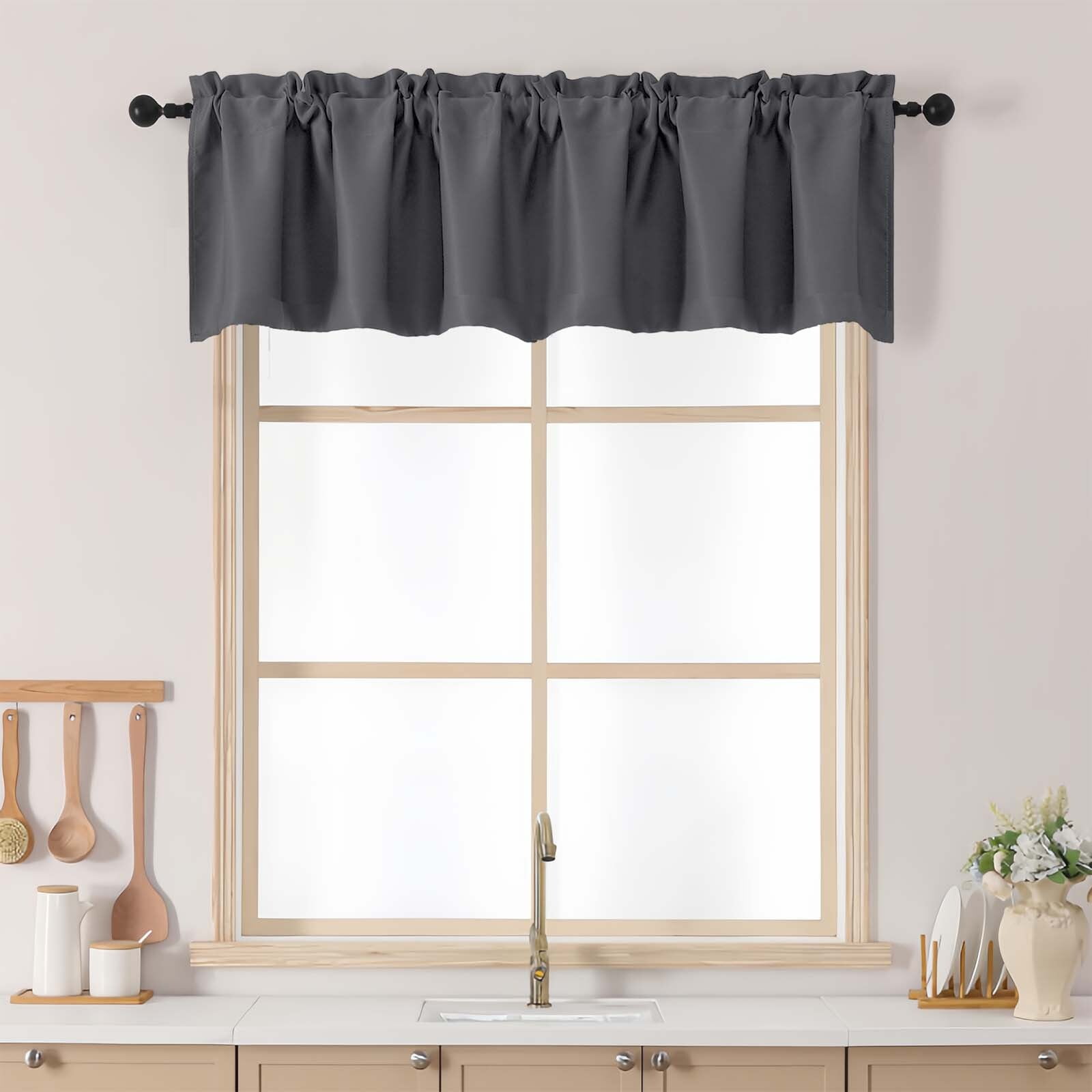 OVZME Charcoal Blackout Valance for Window 14 Inches long, Small Window ...