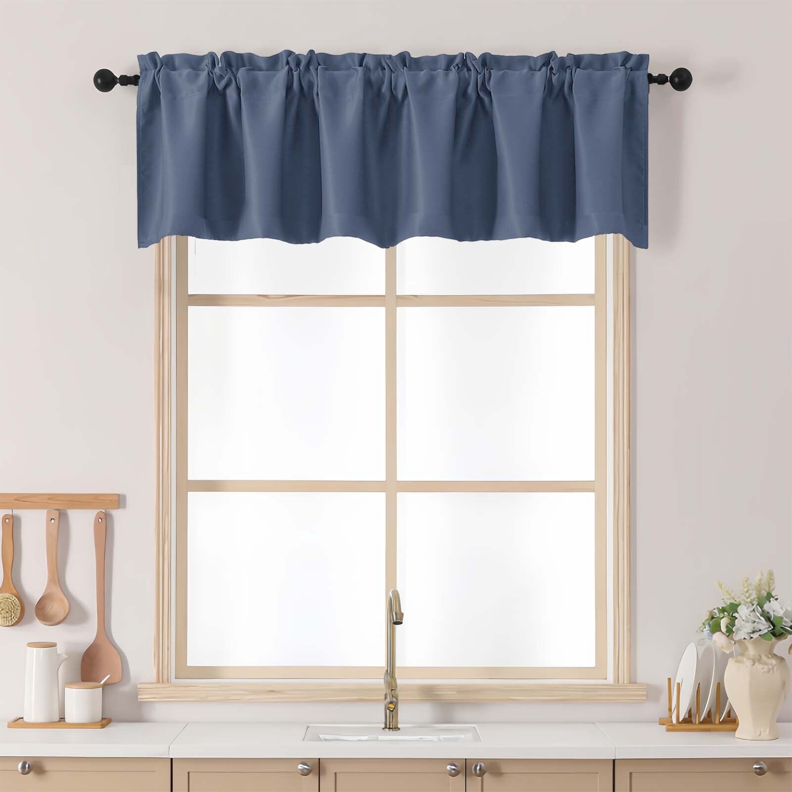 OVZME Denim Valance for Window 14 Inches long, Small Window Kitchen ...