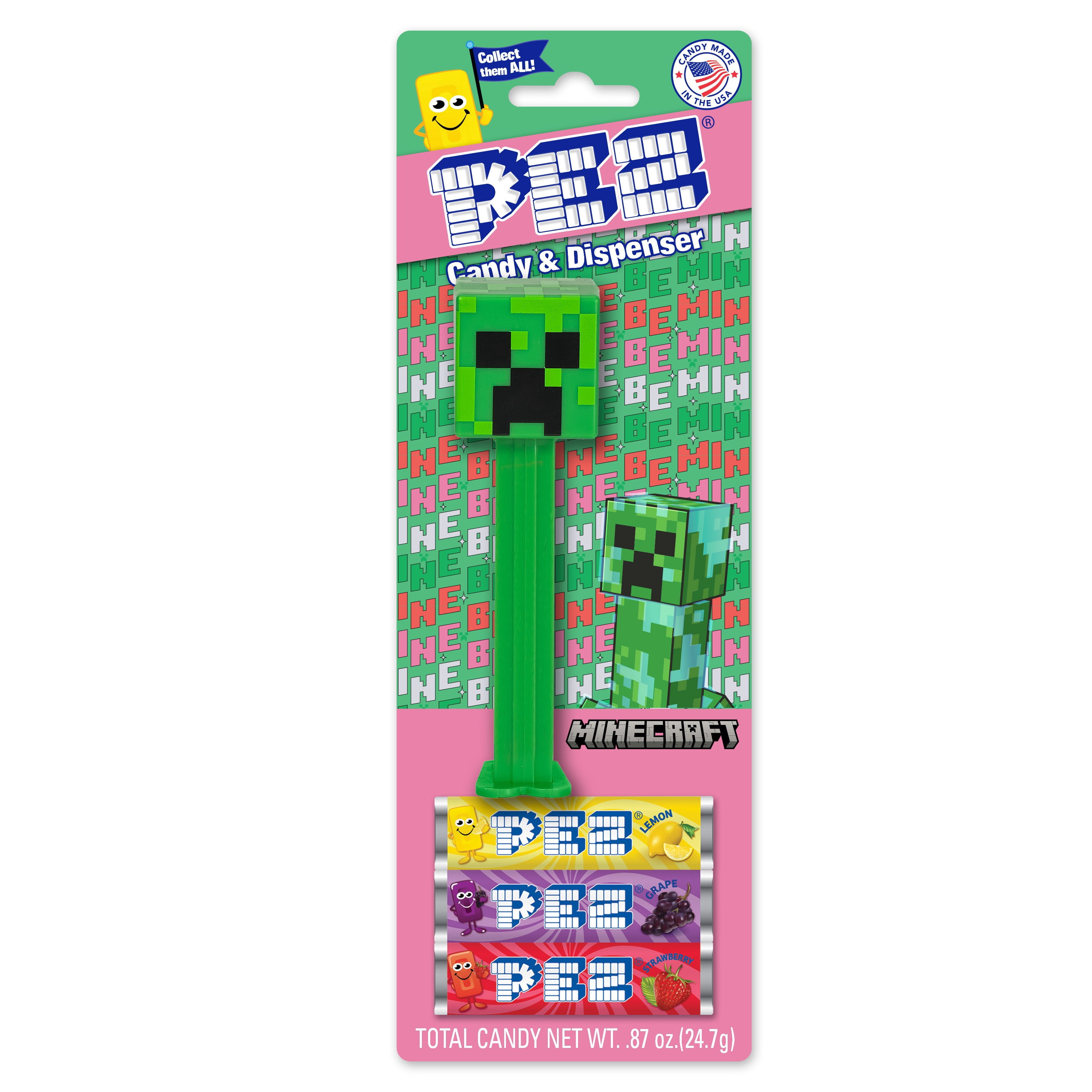 WM PEZ Valentine Minecraft Creeper Blister, 1 Candy Dispenser Plus 3 ...
