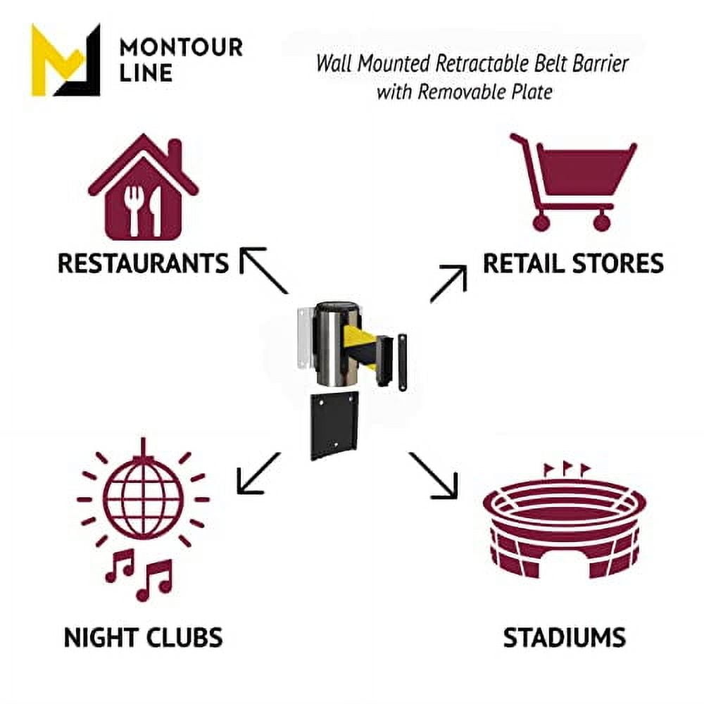 WM115 Wall Mounted Retractable Belt Barrier with Standard Belt End ...