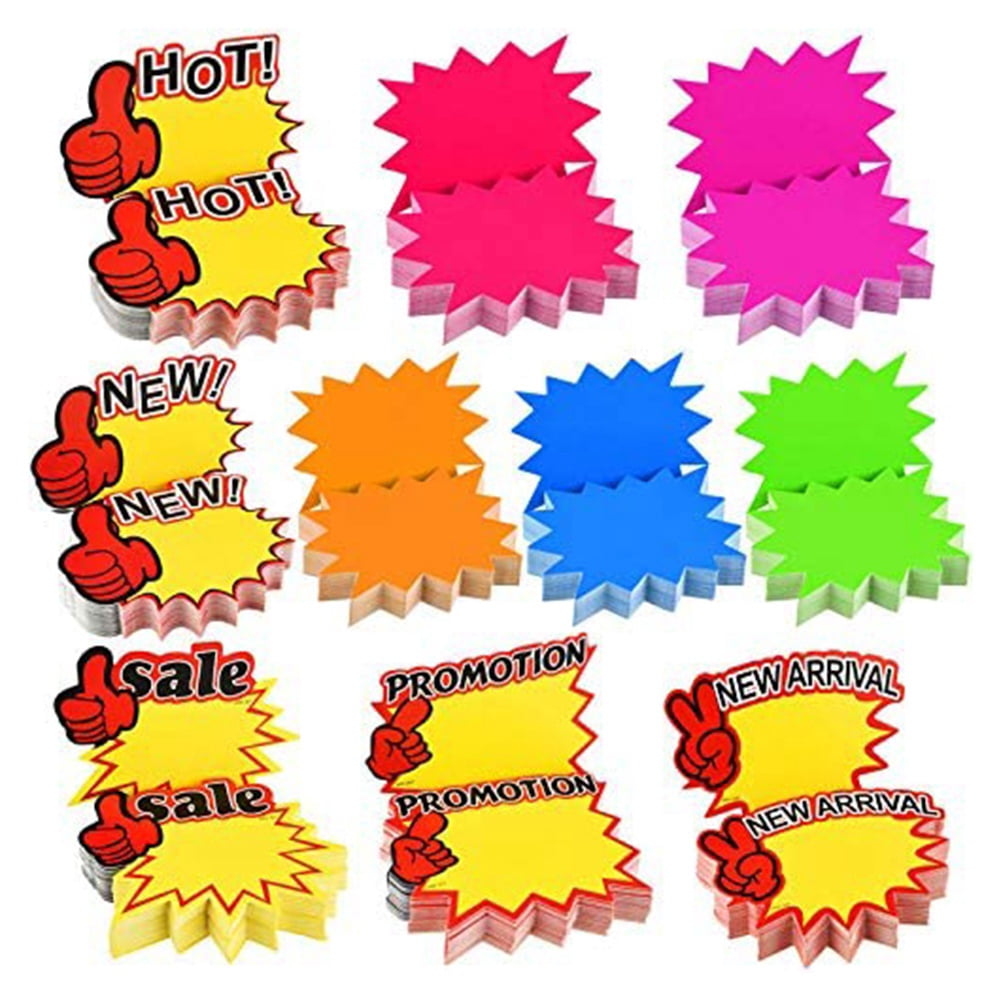 WM25 500 Pieces Burst Signs Store Signs Blank Star Shape Retail Sale ...