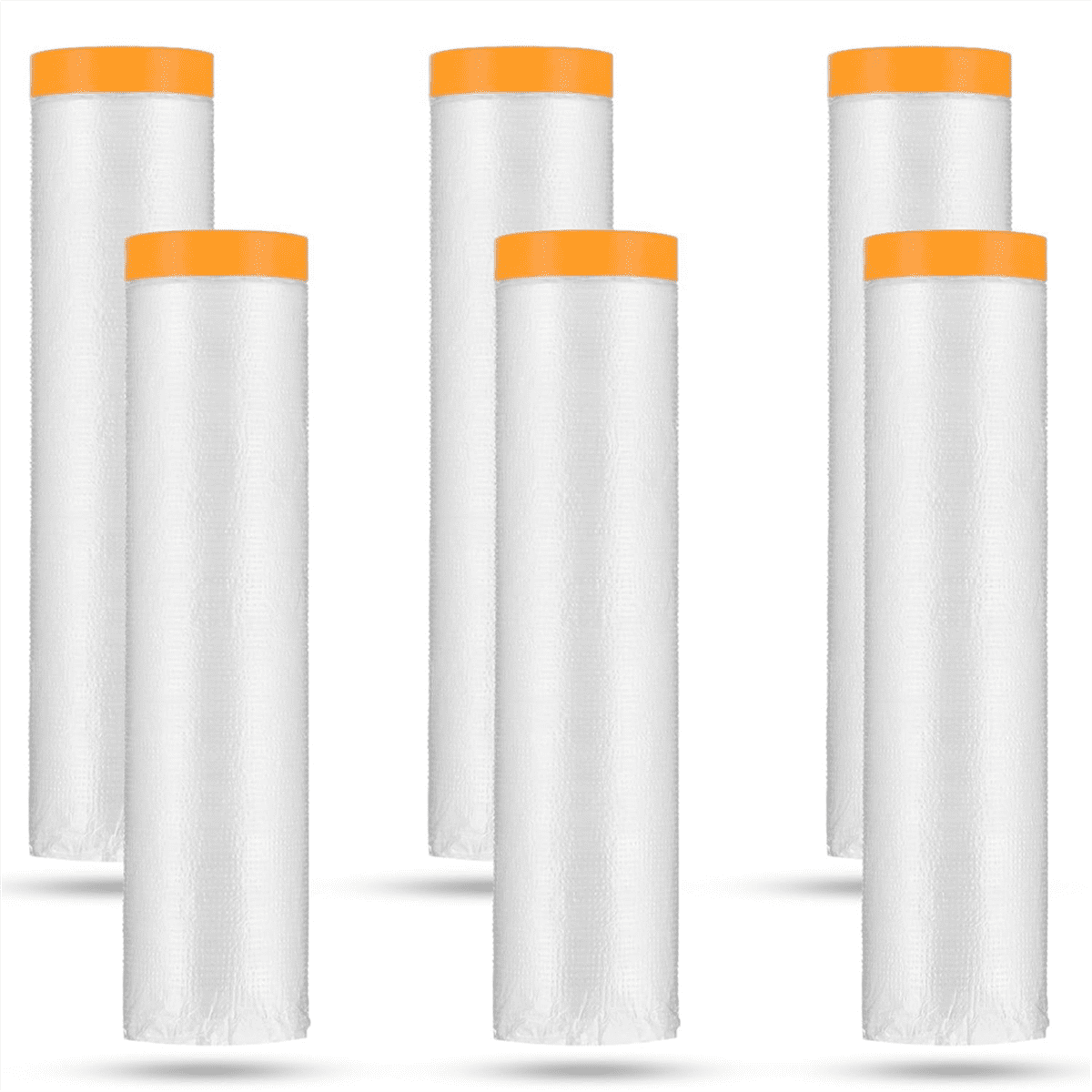 WM25 6 Rolls Painters Plastic with Tape, Pre-Taped Masking Film ...