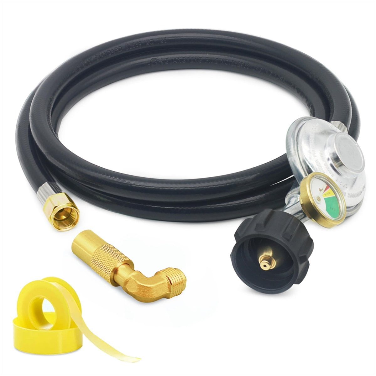WM25 6FT Propane Regulator Hose with Gauge, QCC1 Universal Grill ...
