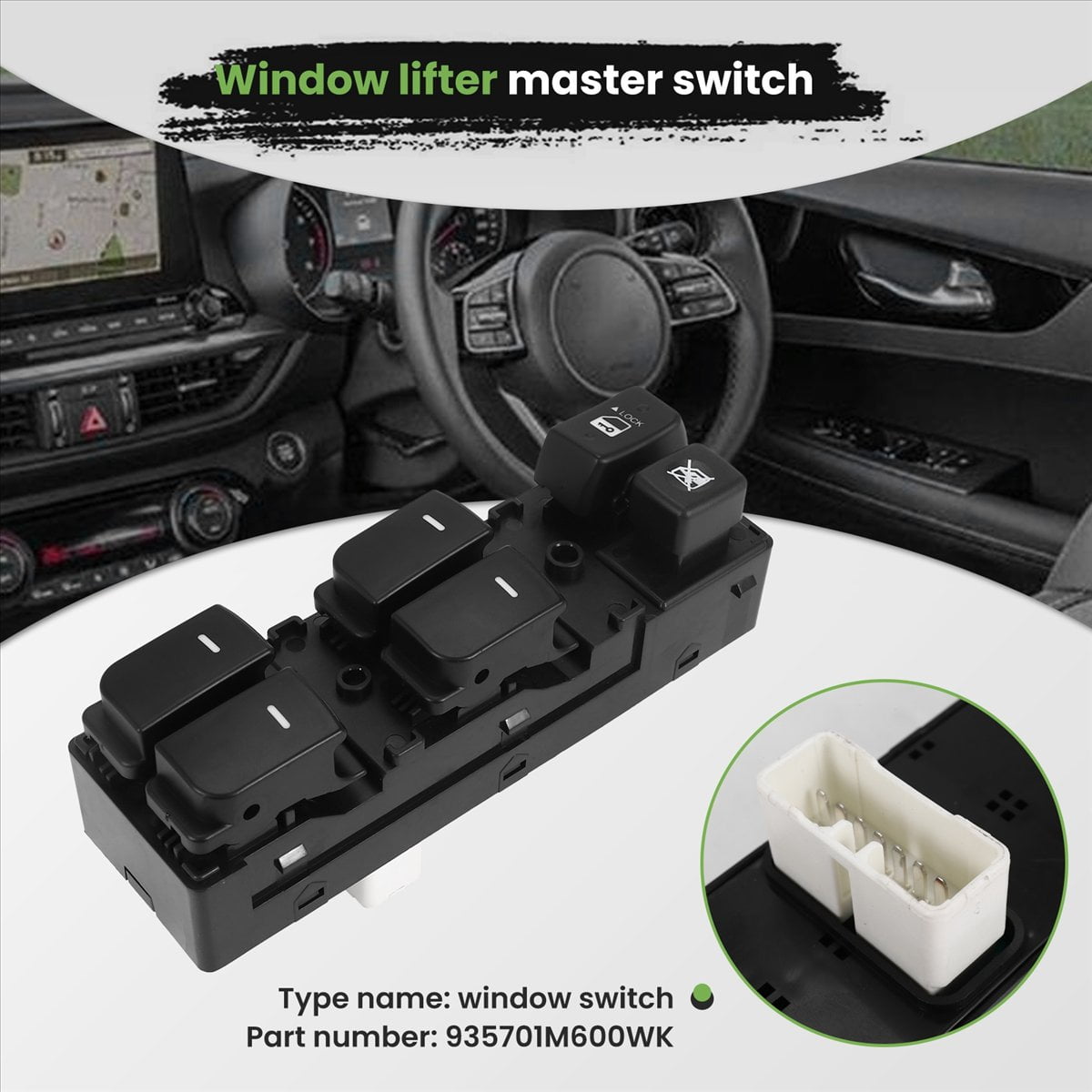 WM25 Right Hand Drive RHD Power Main Window Switch Glass Window Lifter ...