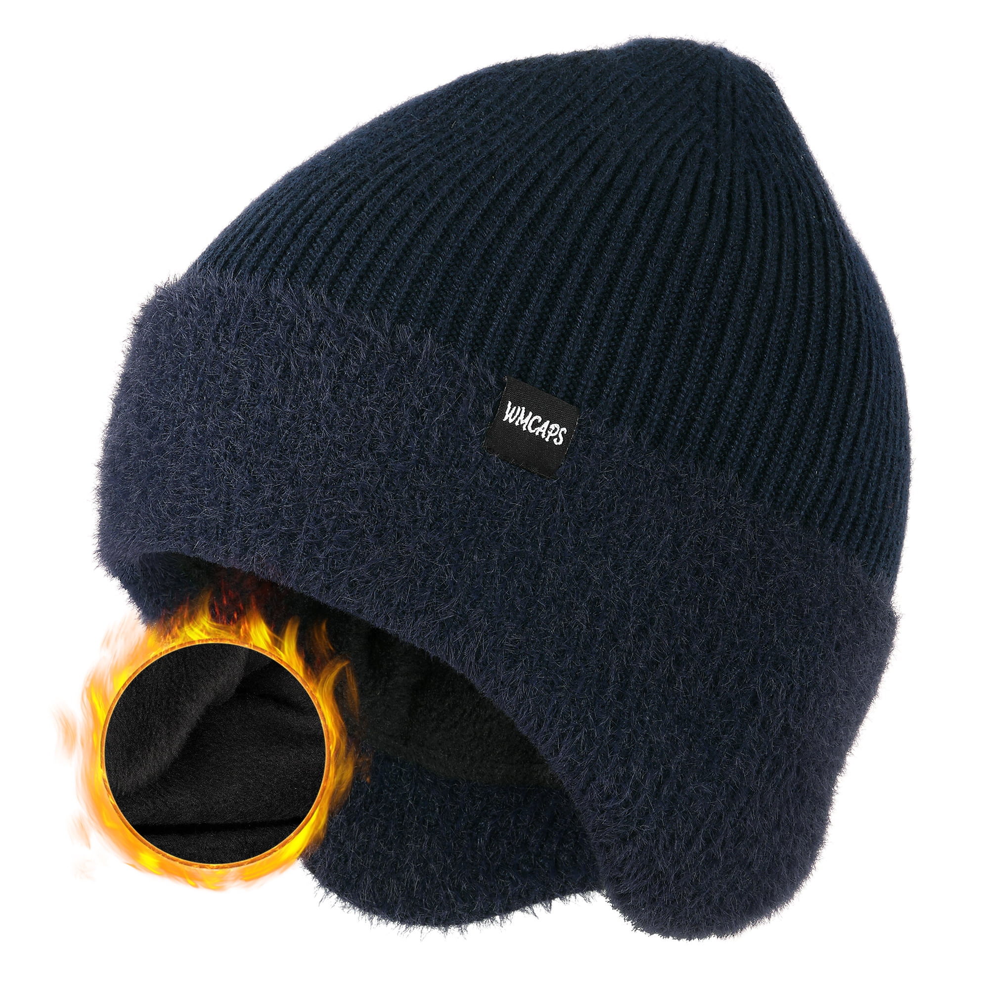WMCAPS Winter Fleece Line Beanie Hats with Earflap for Men Women ...