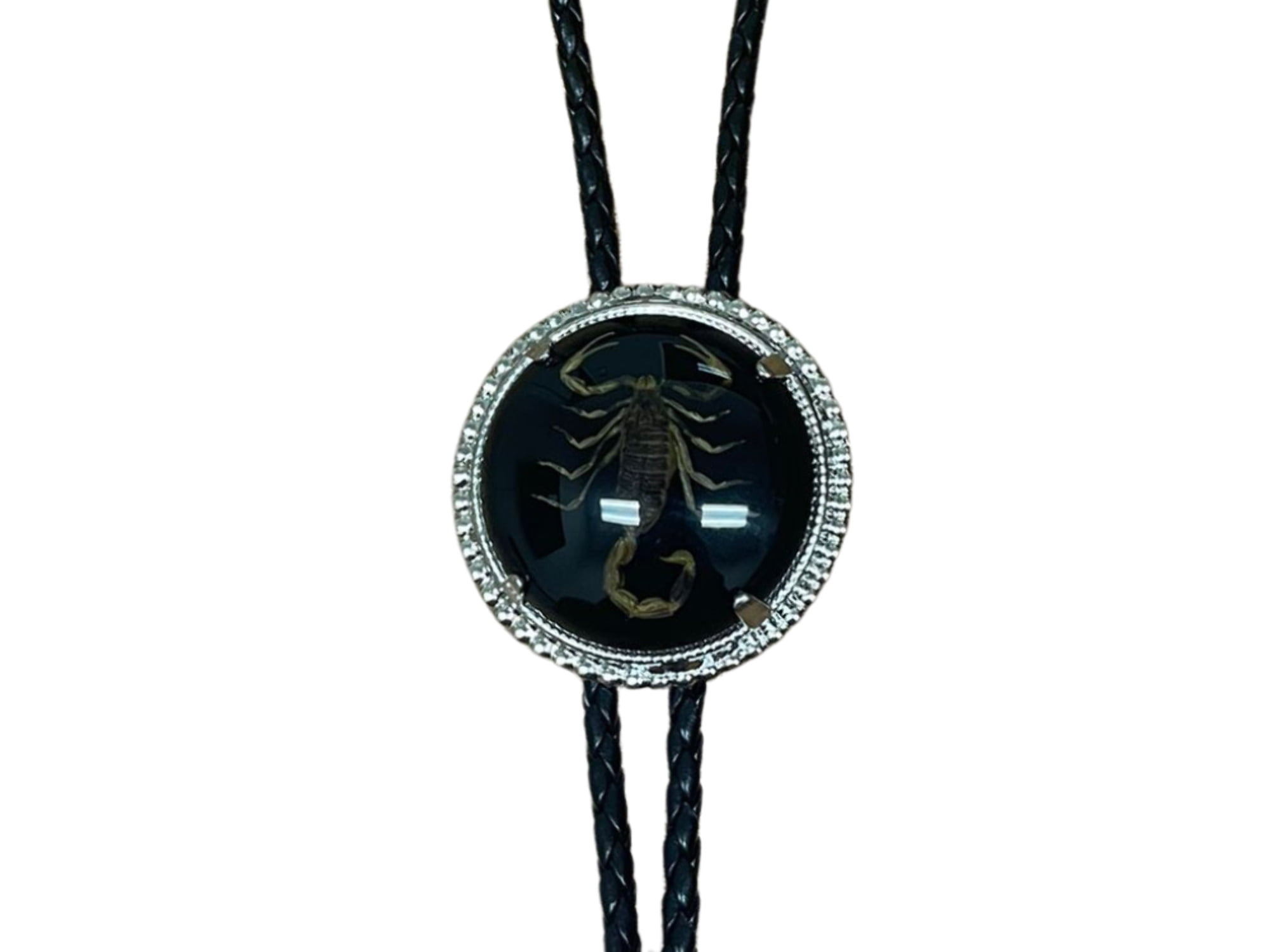 WMG Scorpion Black And Silver Rodeo Animal Round Rodeo Cowboy Bolo Tie ...