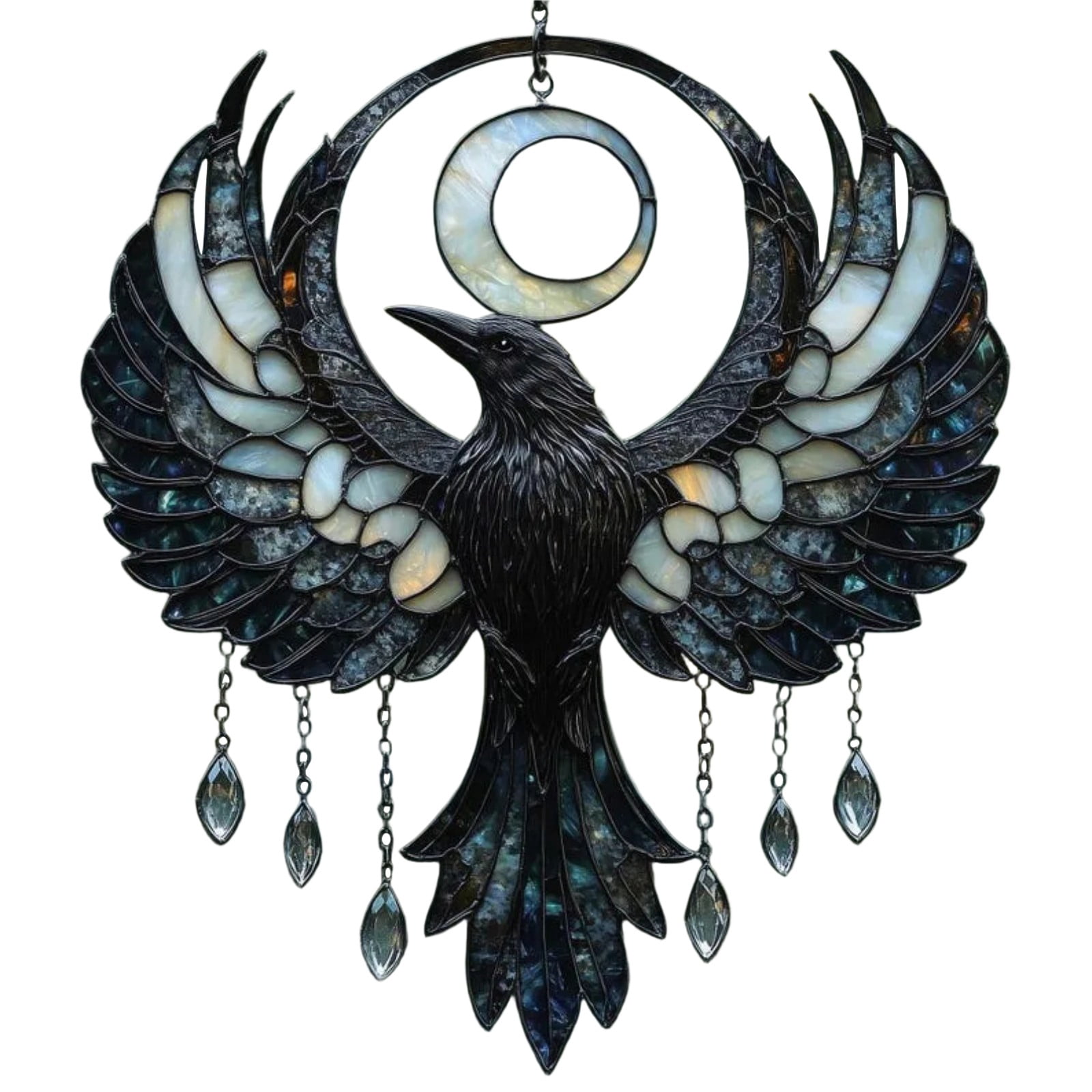 WMGHA 2D Acrylic Gothic Moon Hanging Decor with Crow - Mystical Indoor ...