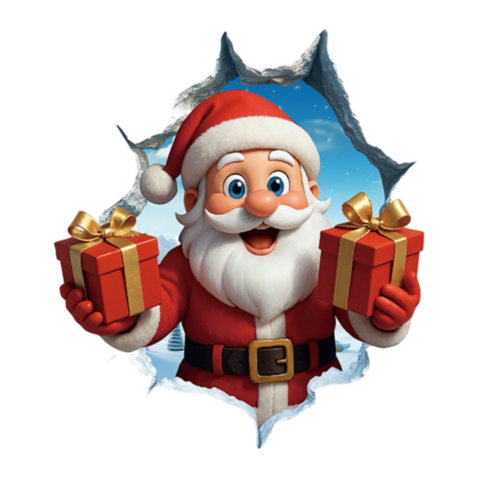 WMGHA 3D Snowman Breaking Through Wall Decals - PVC Adhesive Holiday ...