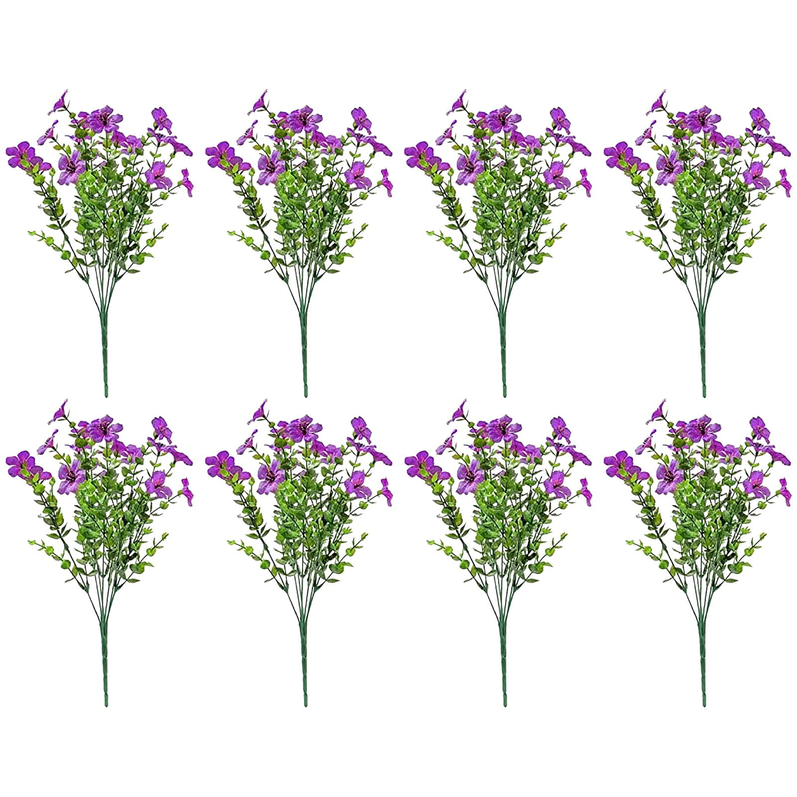WMGHA 8 Bunches of Outdoor Artificial Flowers, UV Resistant Fake Violet ...