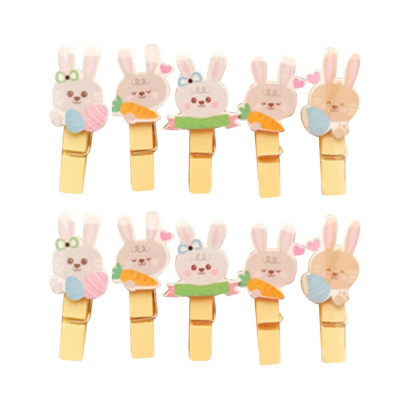 WMGHA Easter Bunny Wooden Clips Set - Cute Rabbit Photo Clips for Wall ...