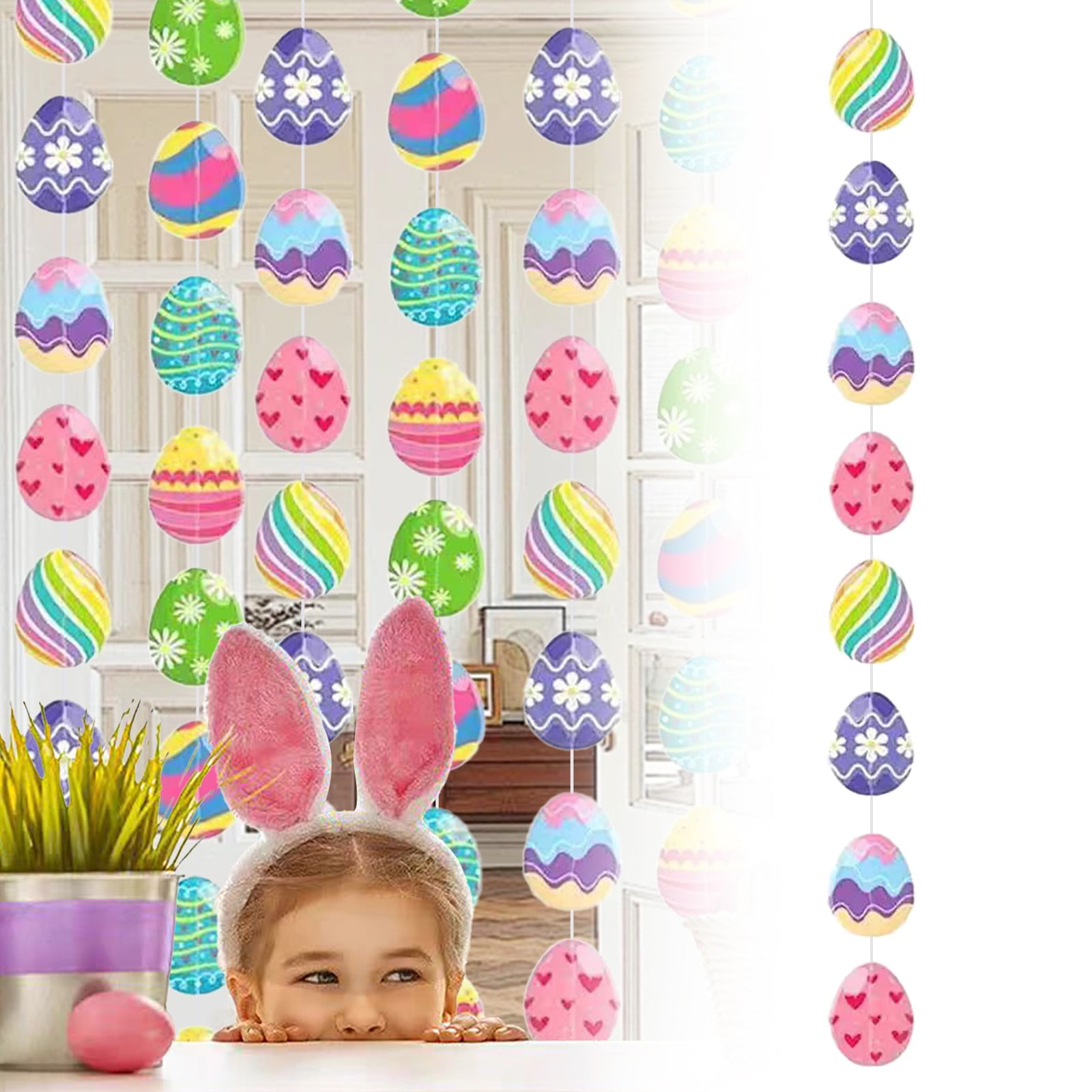 WMGHA Easter Egg Party Decoration Garland - 8pcs Pastel Rainbow Spring ...