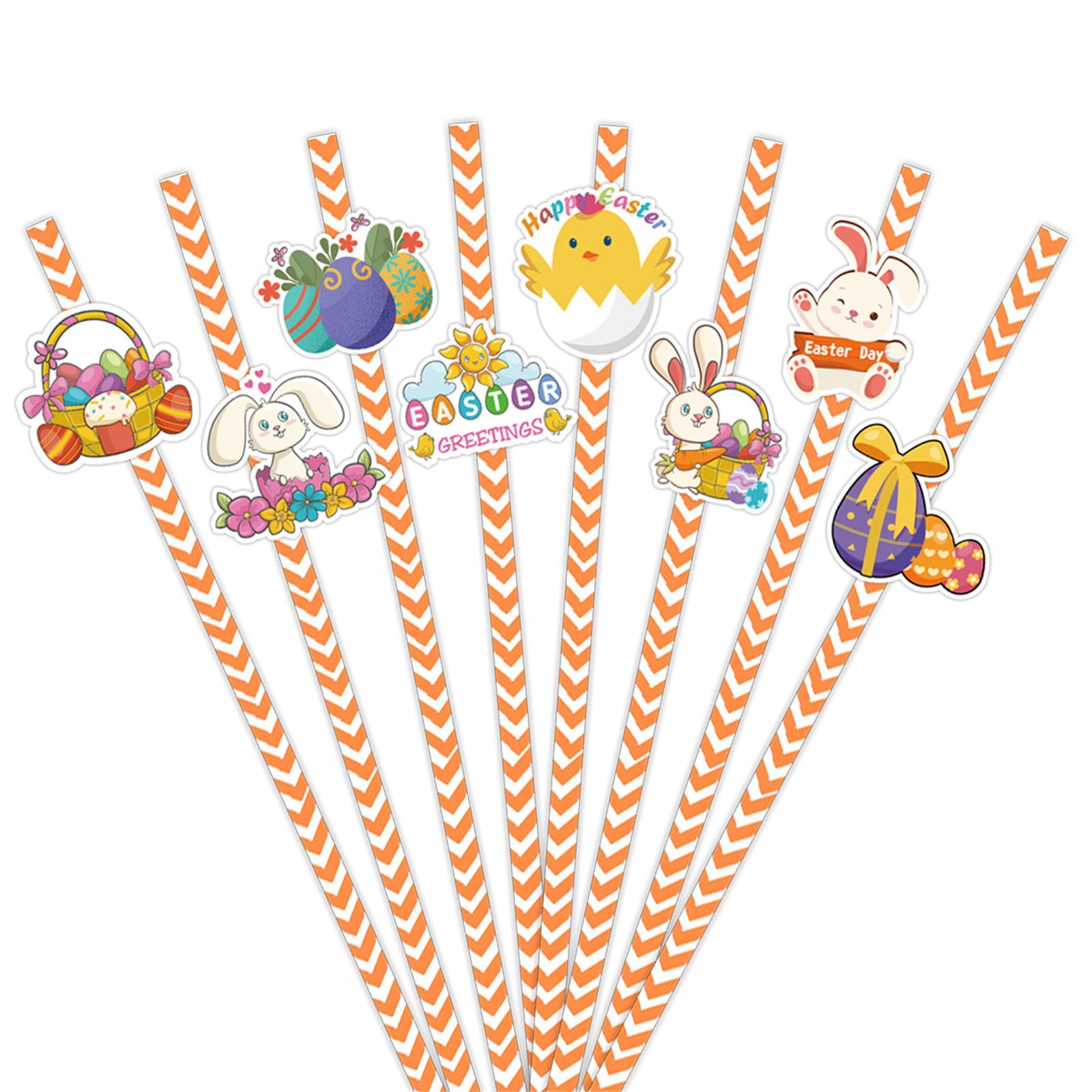WMGHA Easter Party Decoration Straw, 24 PCS Easter Paper Straws Easter ...