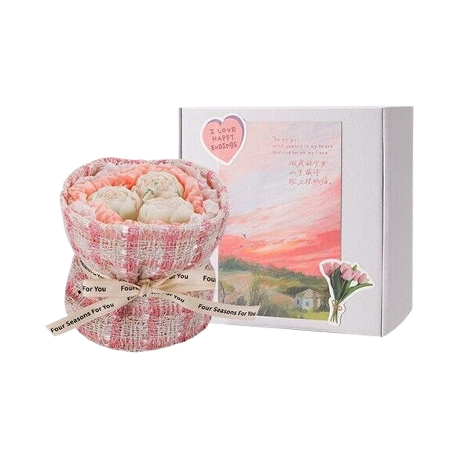 WMGHA Flower Shape Candles Roses Bouquet with Gift Box Artificial ...