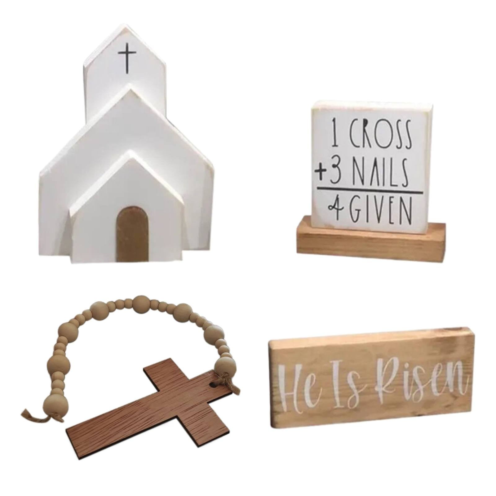 WMGHA ‌He Is Risen Easter Empty Tomb Decor, 4PCS Holy Week Figurine Set ...
