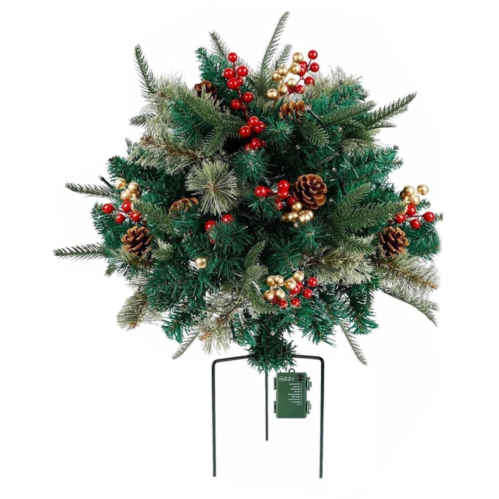 WMGHA Lighted Artificial Christmas Urn Filler, Holiday Planter ...