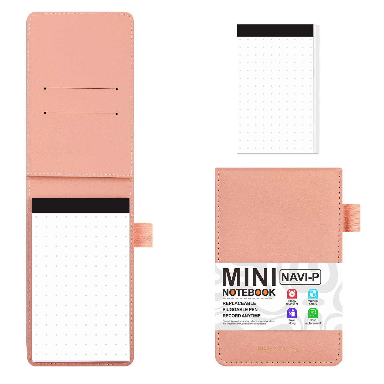 WMGHA Tiny Notebook Small Notepad Pocket Size, A7 Leather Hardcover ...