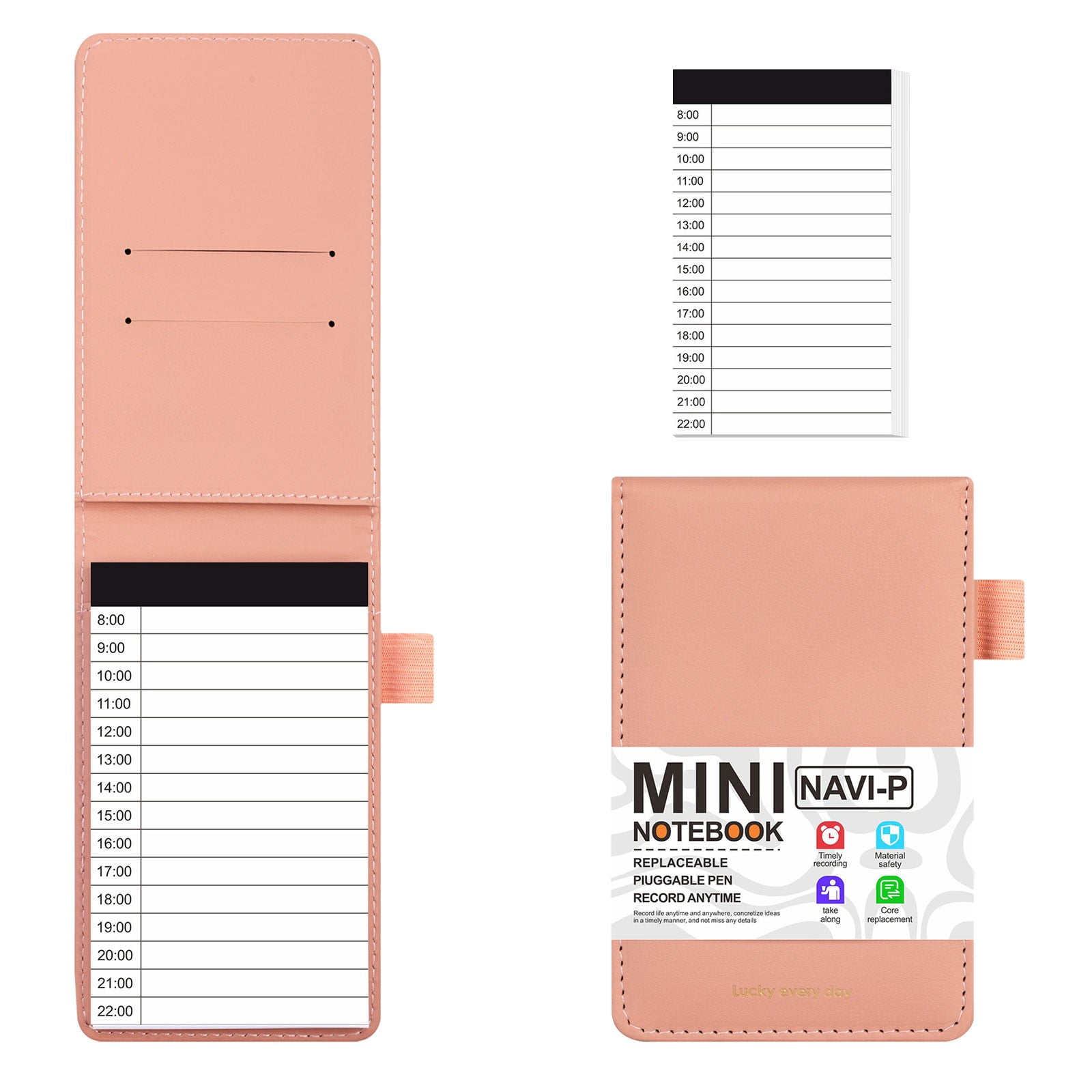 WMGHA Tiny Notebook Small Notepad Pocket Size, A7 Leather Hardcover ...
