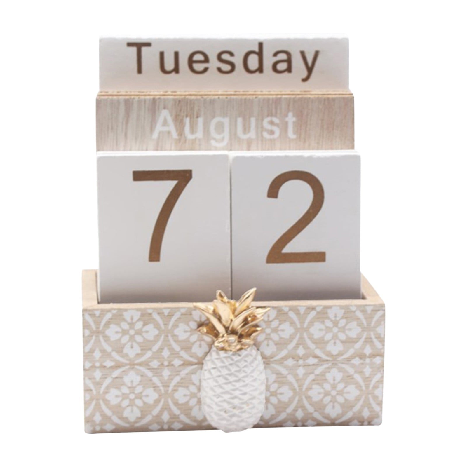WMGHA Wooden Flip Desk Calendar Perpetual Plank Table Calendar with ...