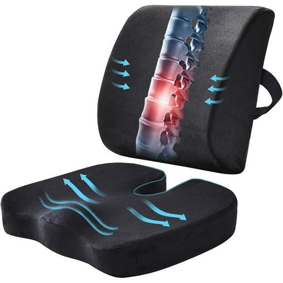 WMM Seat Cushion & Lumbar Support Pillow for Office Chair, Car Seat ...