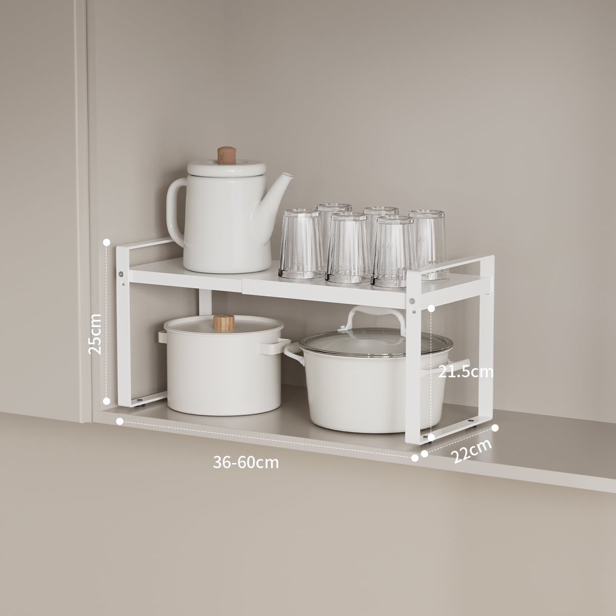 WMMO Adjustable Cabinet Layered Storage Rack, Thickened Steel, Kitchen ...