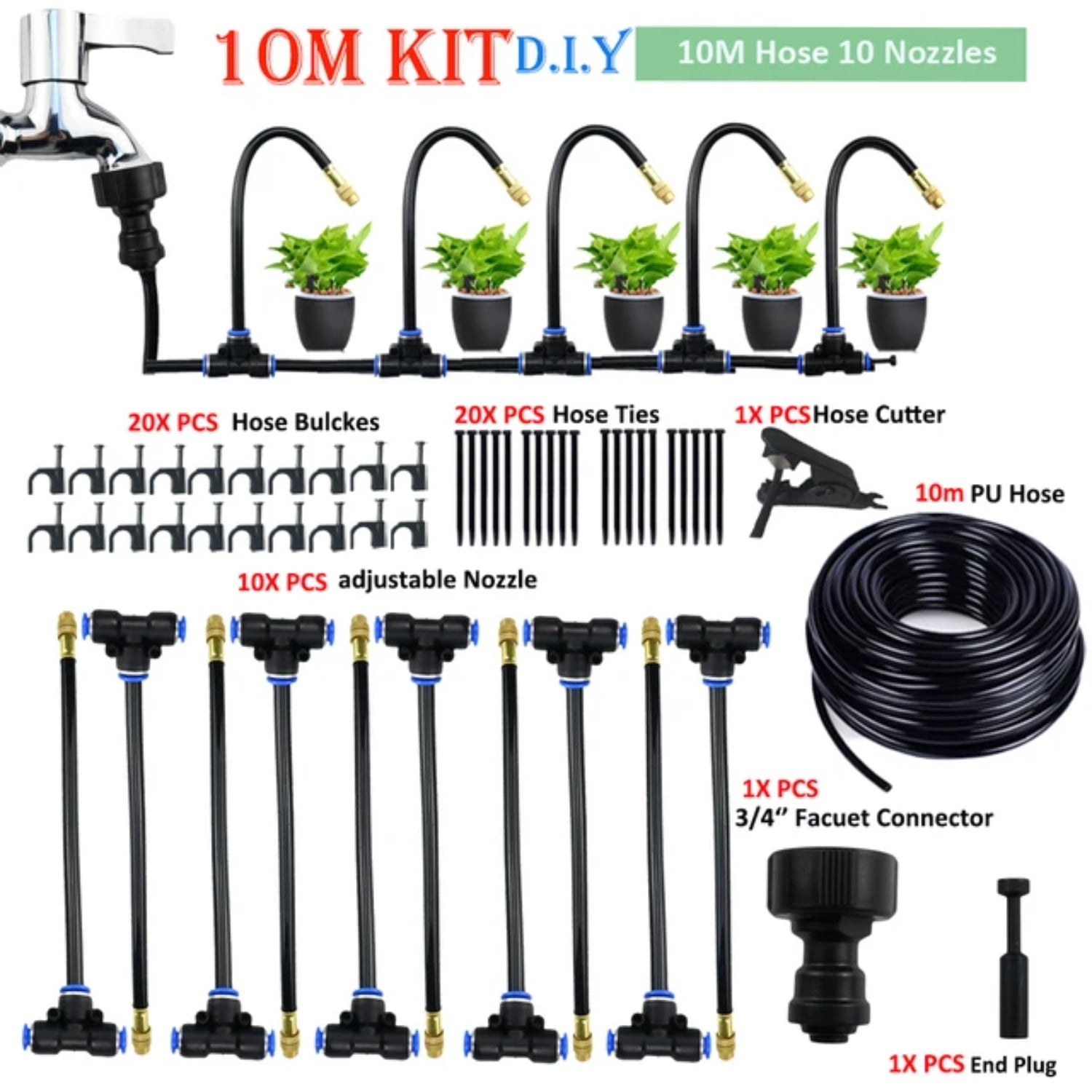 WMNGJA High-Quality Versatile Adjustable DIY Misting System for Efficient Irrigation of Lawn and ...