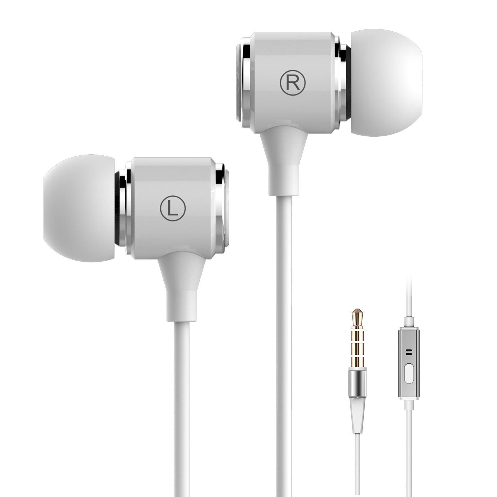 WMSZMSM Long Cord Earphones, 3.5mm Plug-in Headphones for PC/TV(White 6 ...