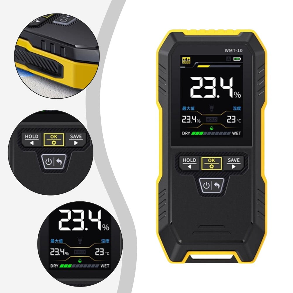 Wmt-10 Wood Moisture Meter Inductive 4In1 Wood And Wall Humidity Tester ...