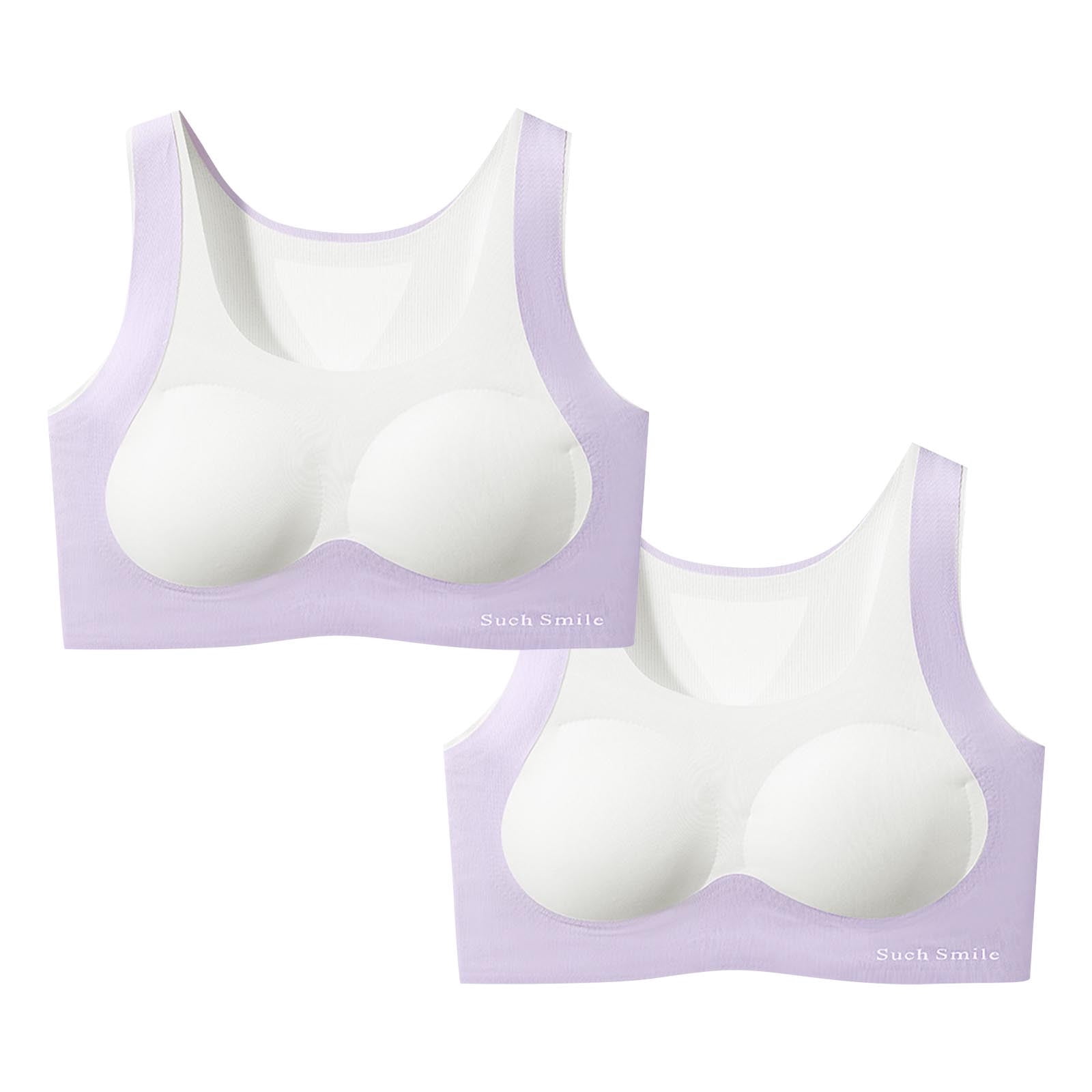 WMTBSRSW 2 Pack Girls Seamless Training Bras Teen Color Block Wireless ...