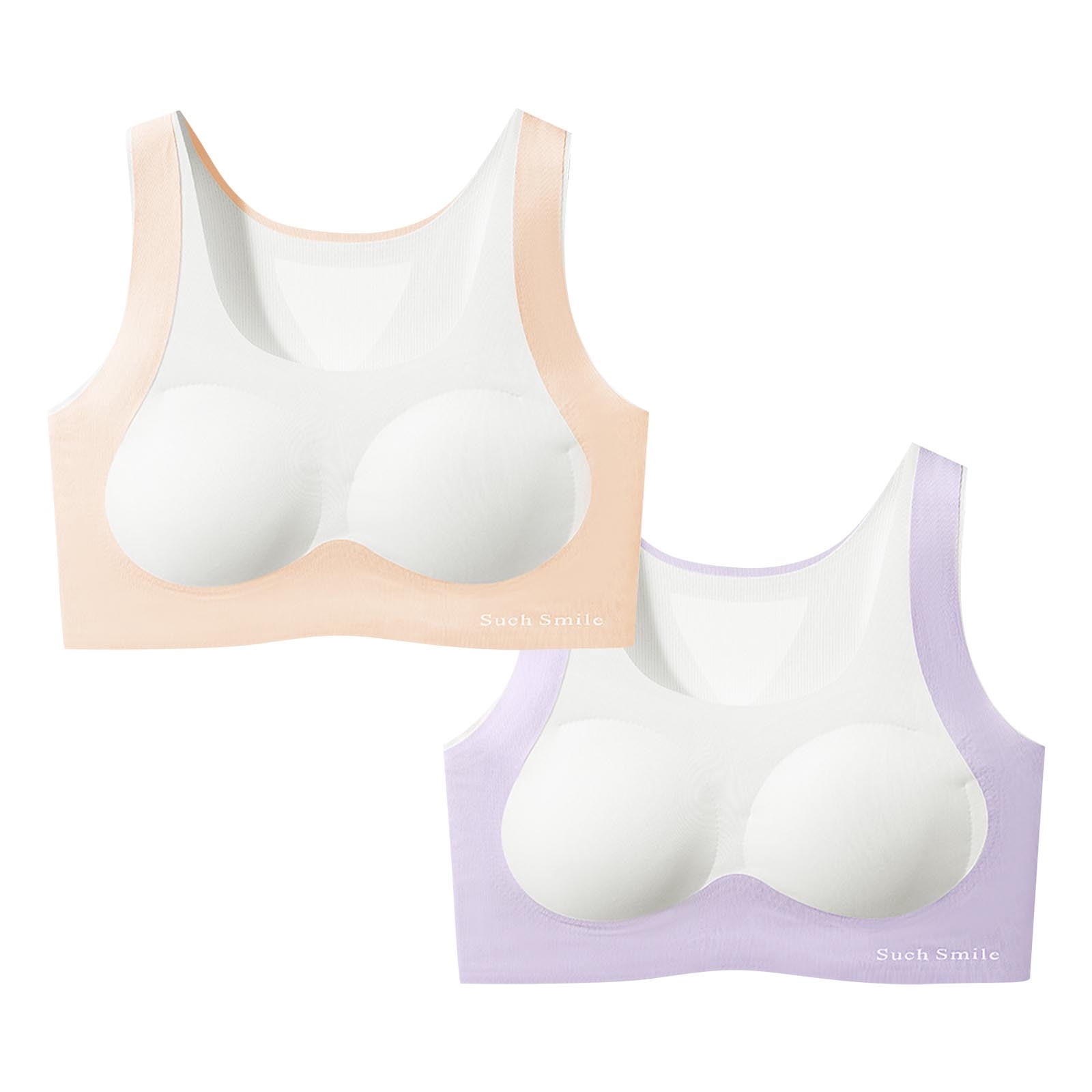 WMTBSRSW 2 Pack Girls Seamless Training Bras Teen Color Block Wireless ...