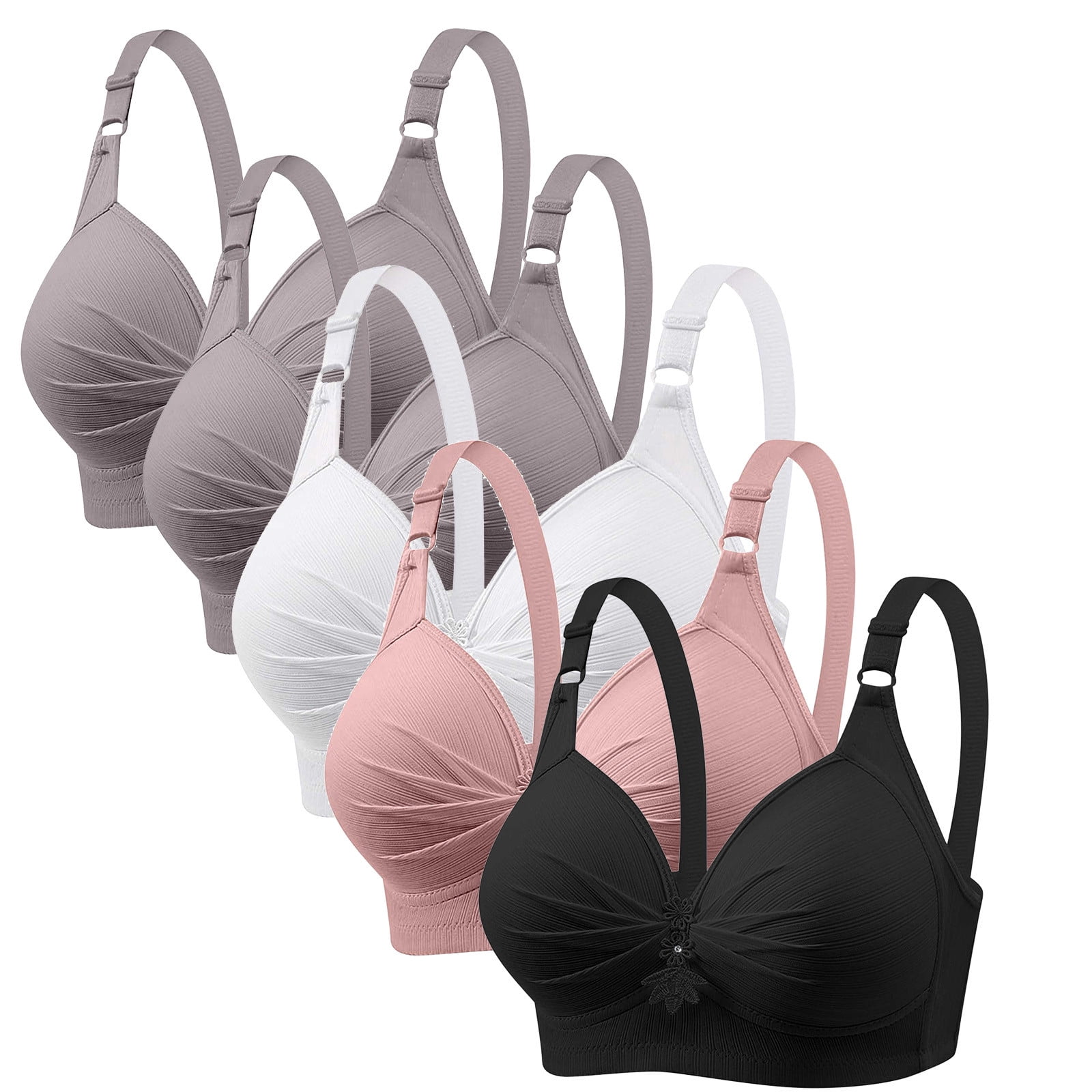WMTBSRSW 5 Pack Set Bras for Women Full Coverage Push Up Bra No ...