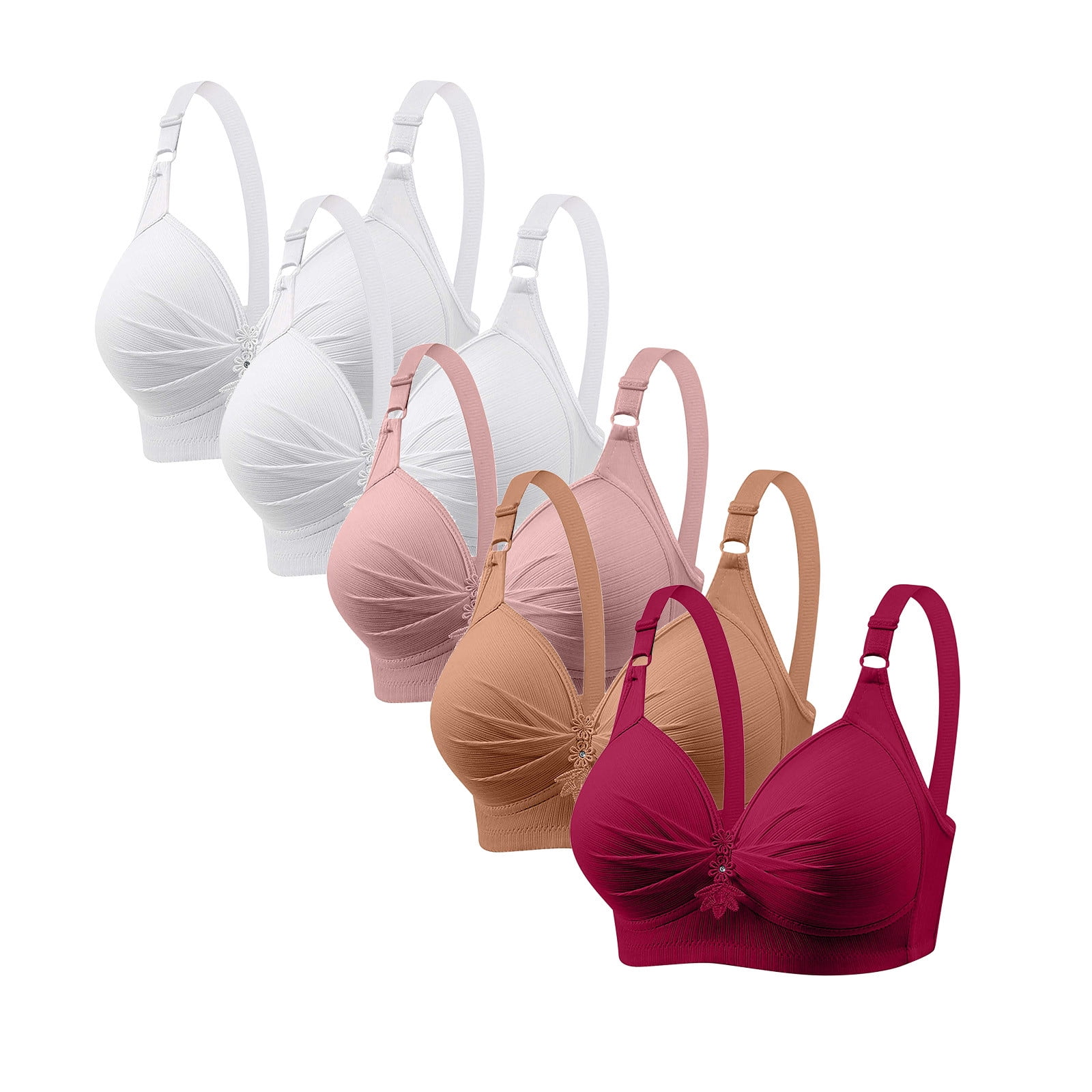 WMTBSRSW 5 Pack Set Bras for Women Full Coverage Push Up Bra No ...