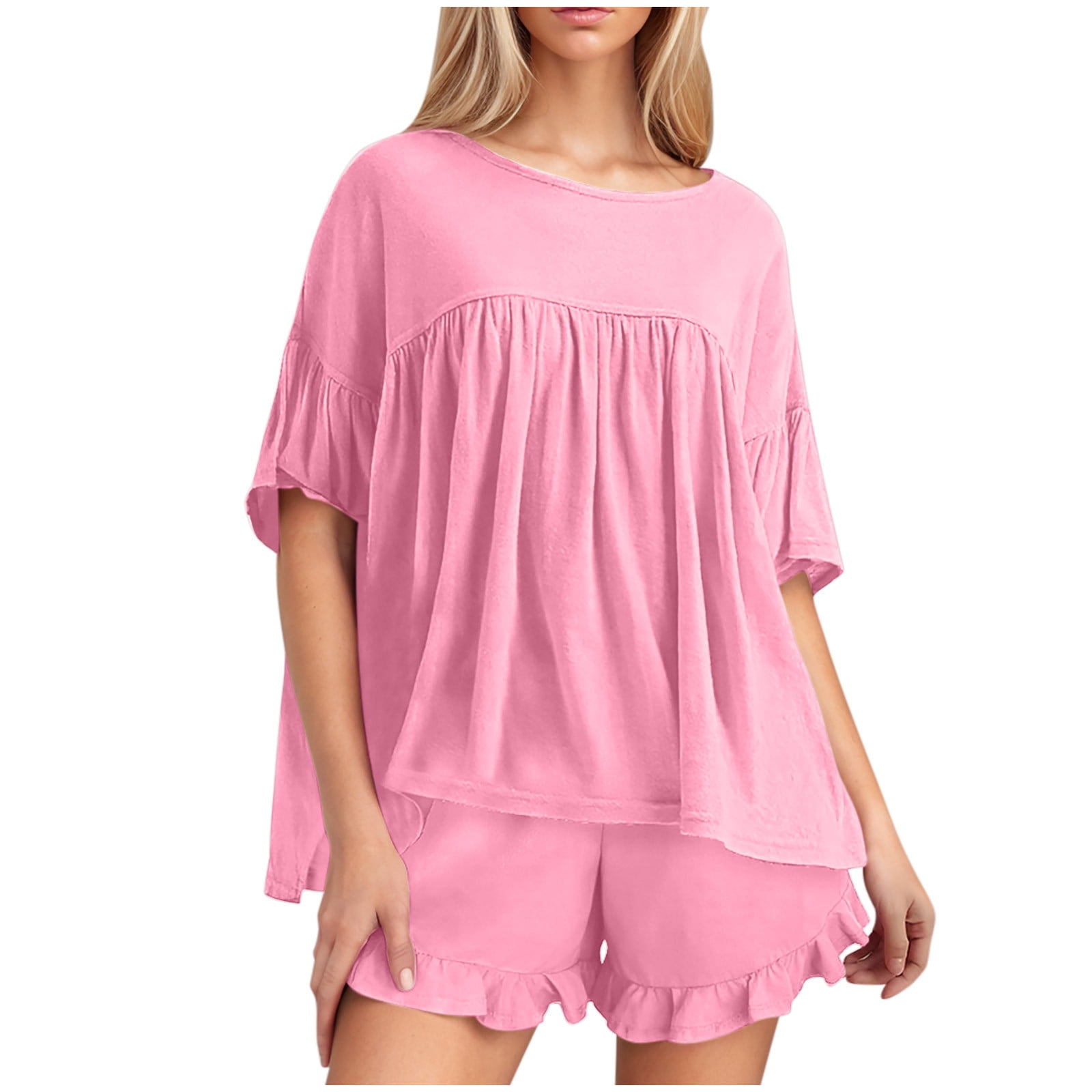 WMTBSRSW Two Piece Sets for Women 2025 Summer Short Lounge Set Ovesized ...