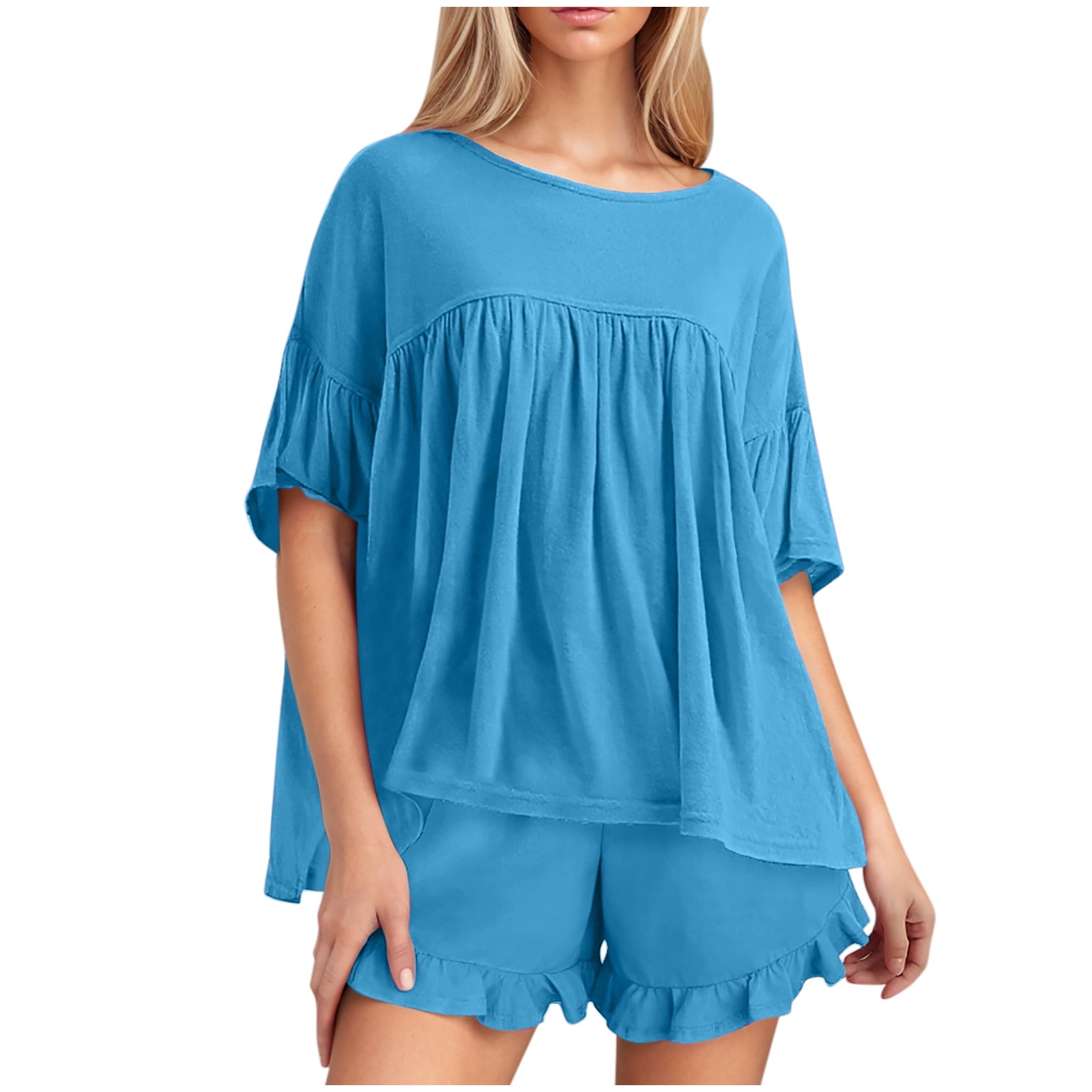 WMTBSRSW Two Piece Sets for Women 2025 Summer Short Lounge Set Ovesized ...