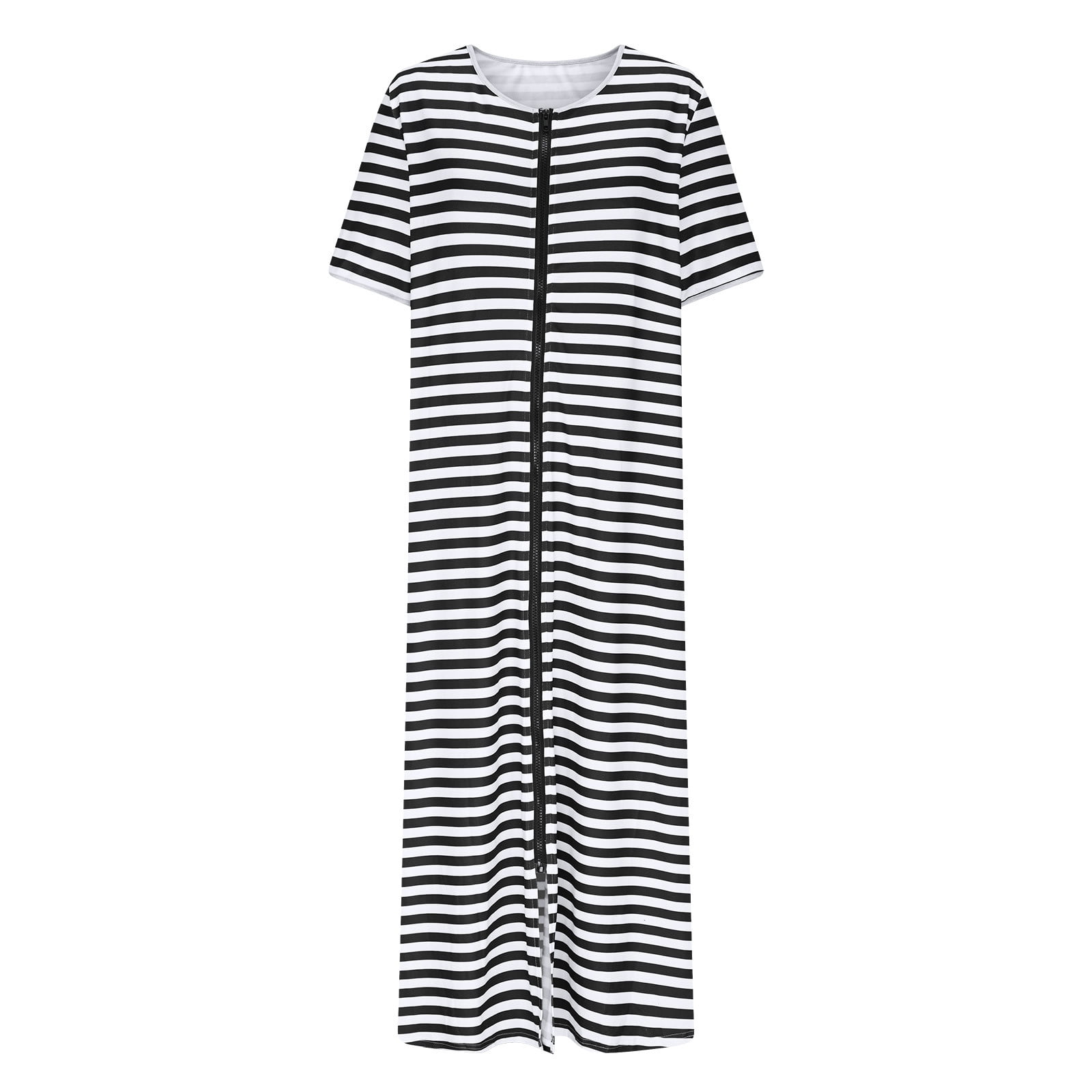 WMTBSRSW Women's Summer Dress Long Sleeve Zipper Robe Lightweight ...